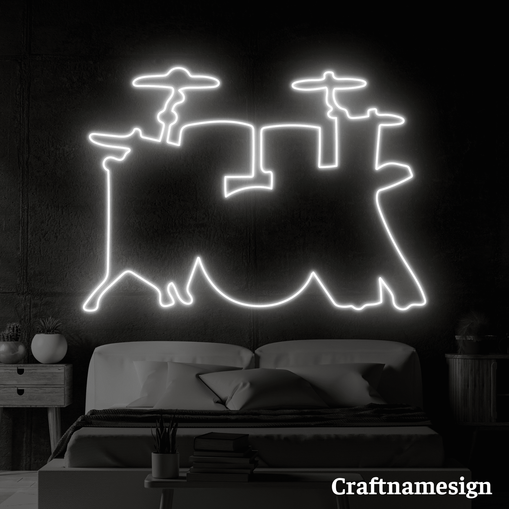 Craftnamesign Drum Set Neon Sign for Drumer Room Live Music Bedroom ...