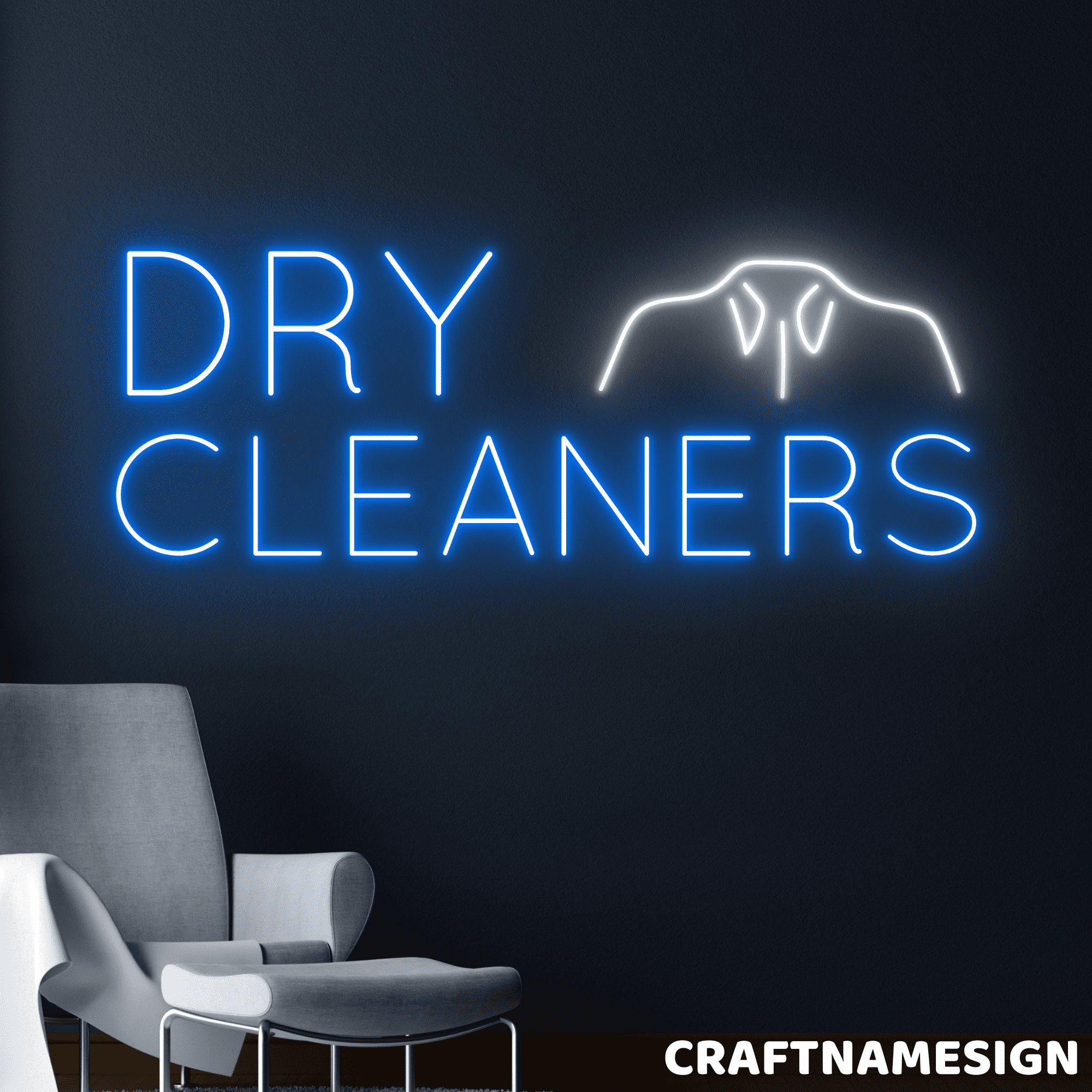 Craftnamesign Dry Cleaners Neon Sign, Laundry Room Wall Decor, Open ...