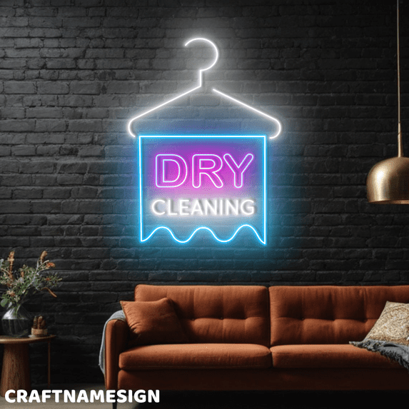 Craftnamesign Dry Cleaning Neon Sign, Dryer Wall Art, Wall Decor For ...
