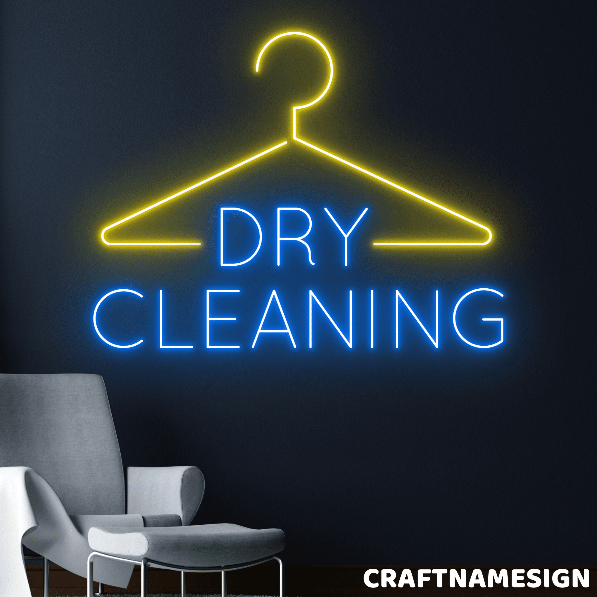 Craftnamesign Dry Cleaning Neon Sign, Laundry Room Wall Decor, Open ...