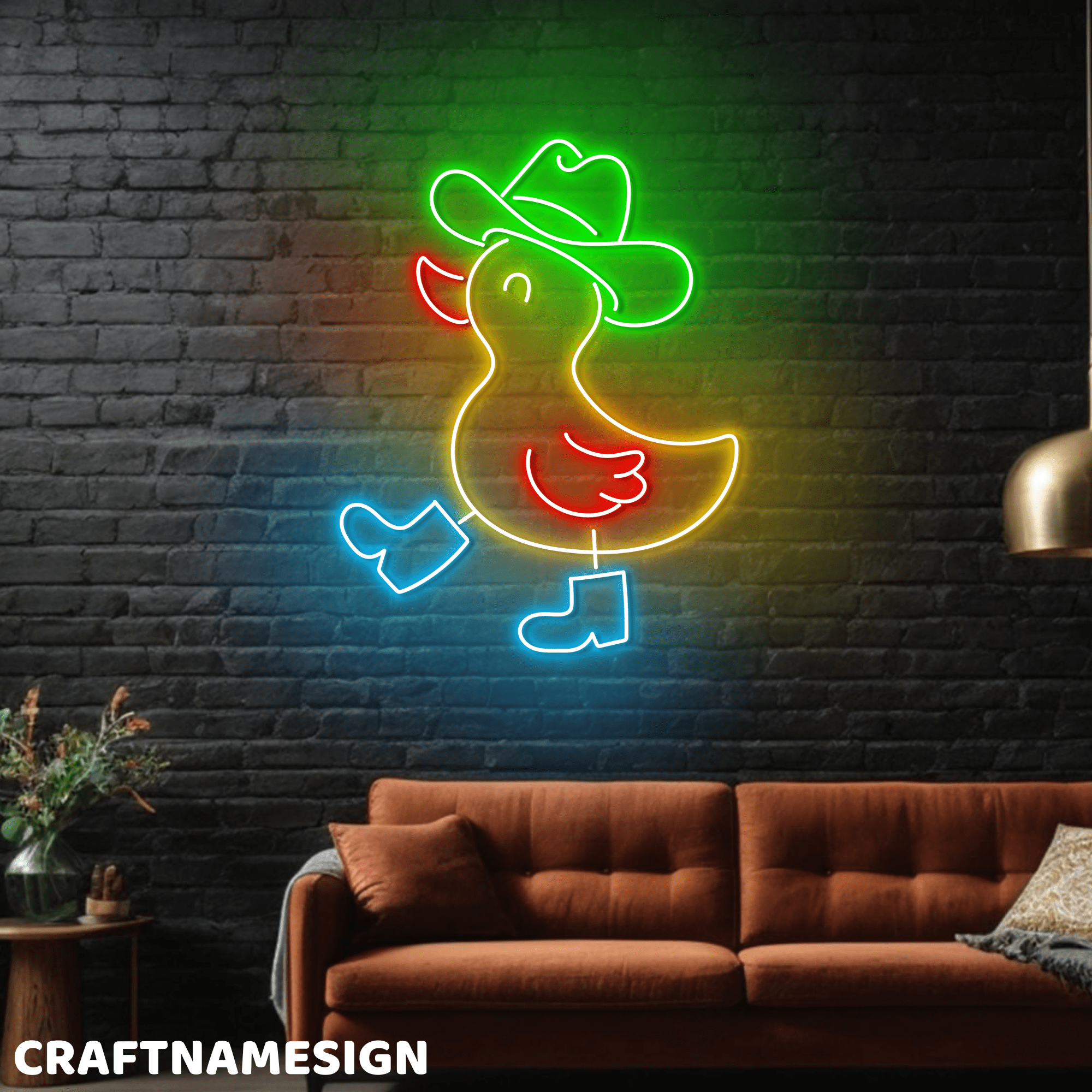 Craftnamesign Duck Cowboy Neon Light, Animal Wall Decor For Bar Pub ...