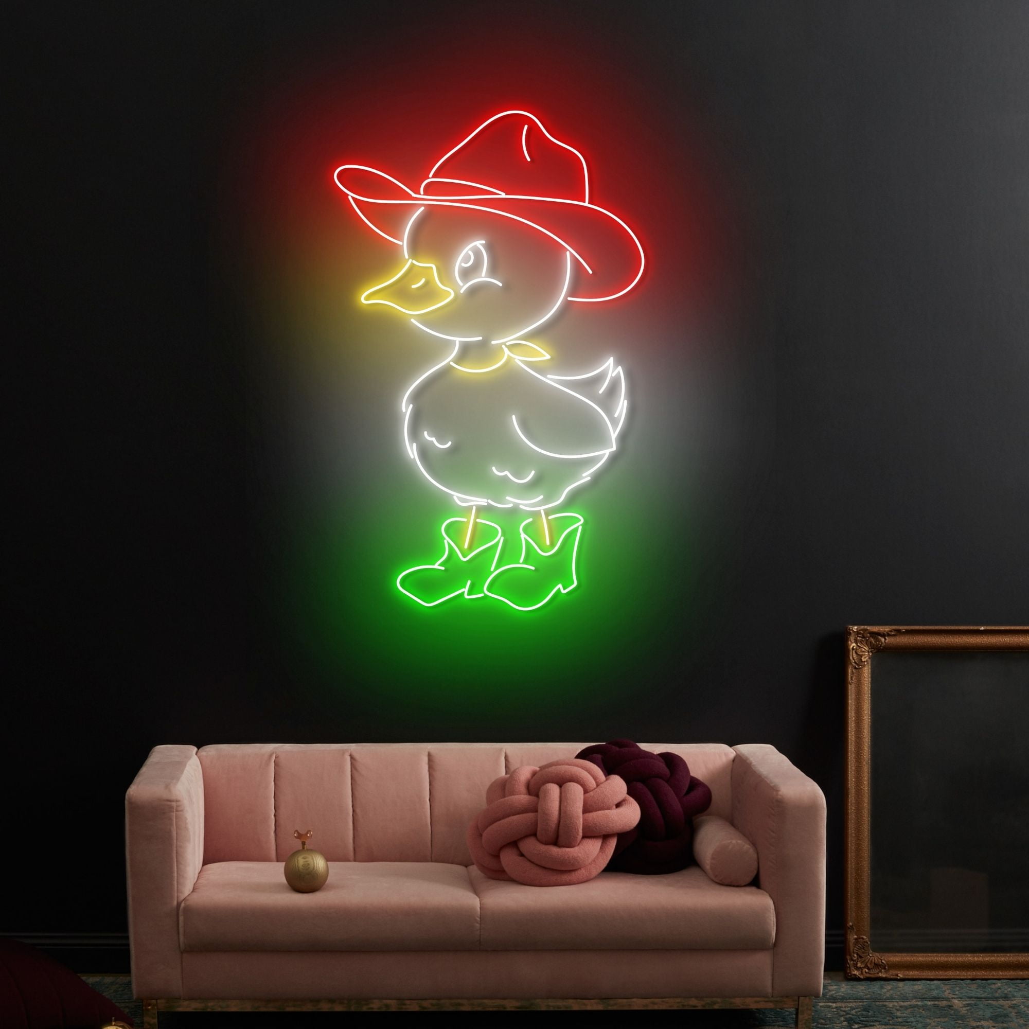 Craftnamesign Duck Cowboy Neon Sign, Duck Cowboy Wall Art, Western ...