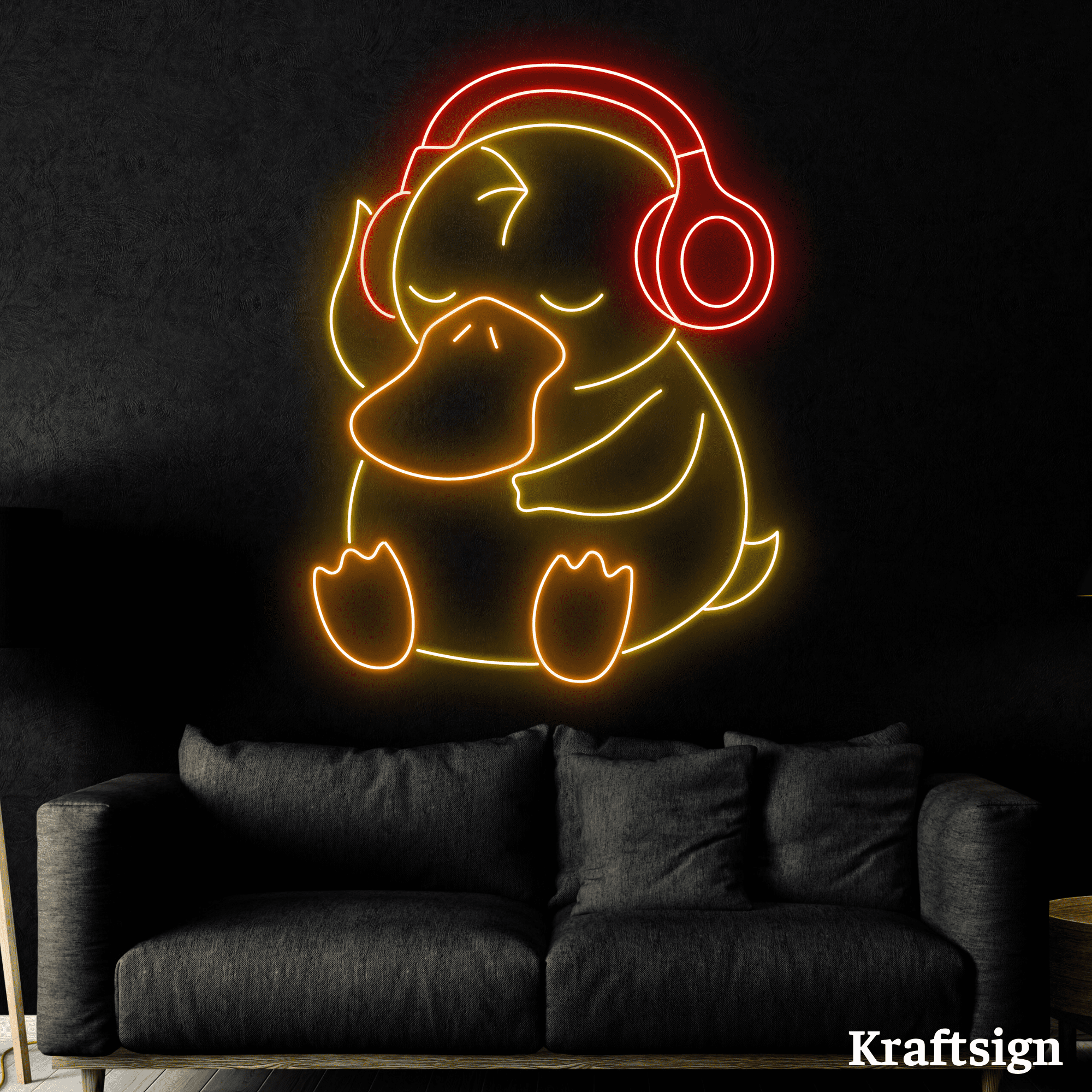 Craftnamesign Duck Listen Music Neon Sign, Duck Lover Gift, Kid Room ...
