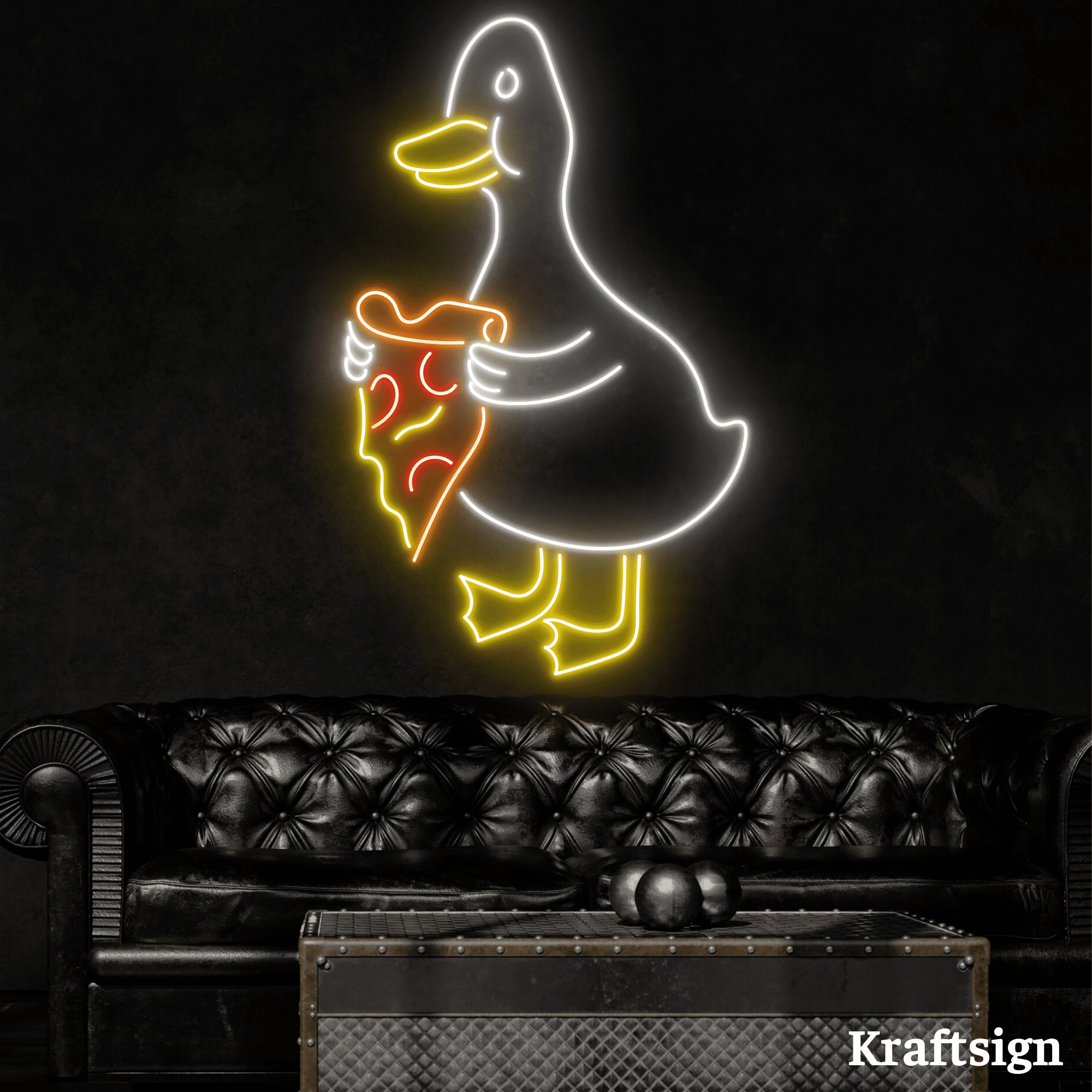 Craftnamesign Duck with Pizza Neon Sign, Pizza Wall Decor, Duck Wall ...