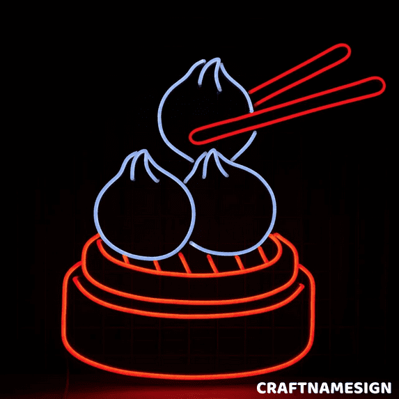 Craftnamesign Dumpling Neon Light, Wall Sign For Dimsum, Chinese ...