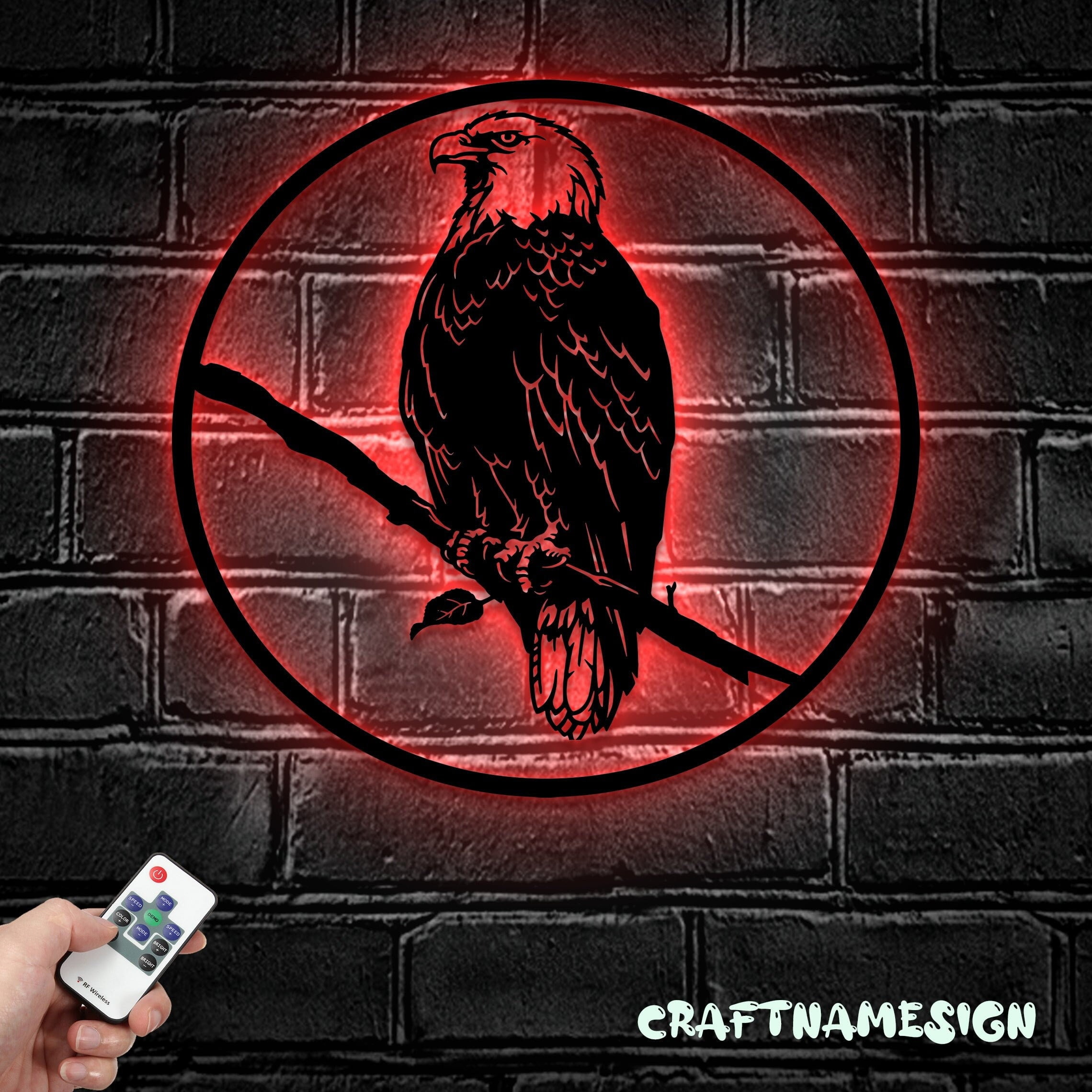 Craftnamesign Eagle Bald Metal Wall Art LED Light, Eagle Sign, Eagle ...
