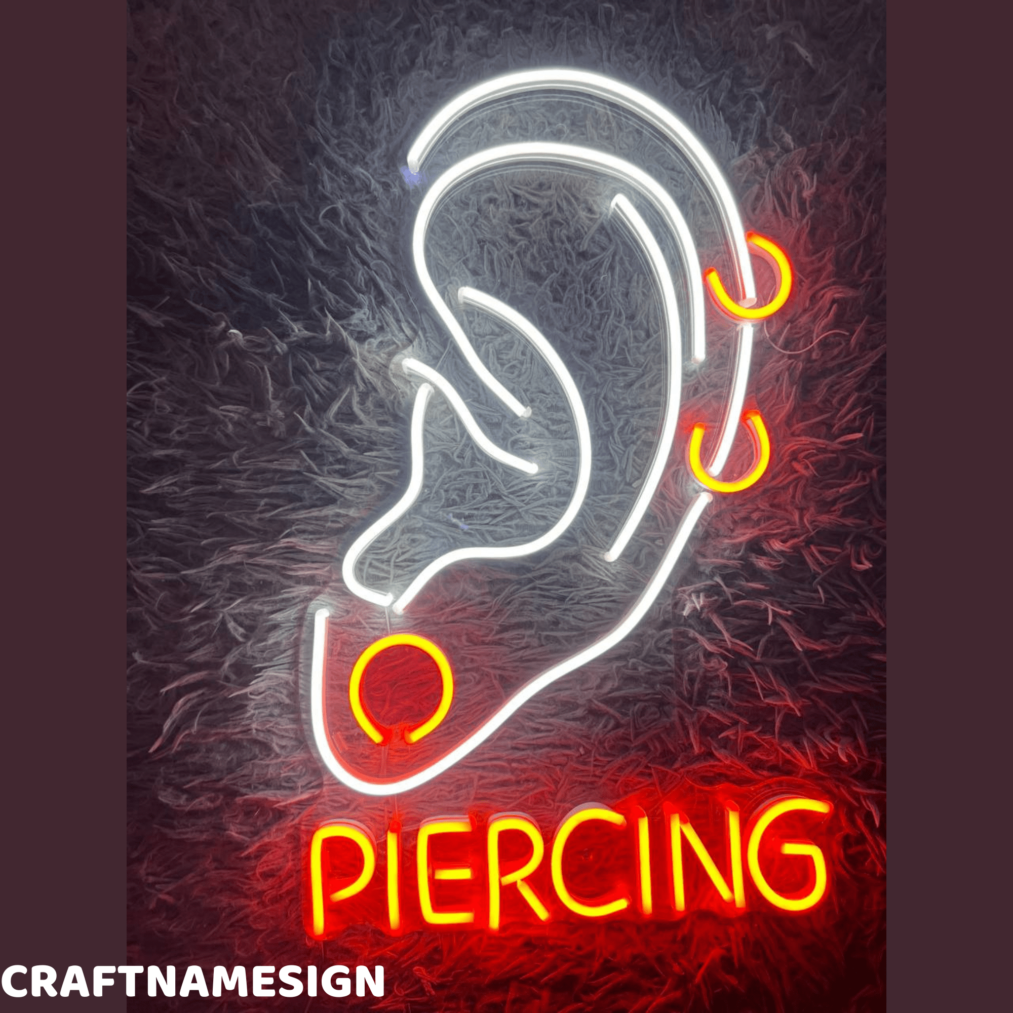 Craftnamesign Ear Piercing Neon Sign, Tattoo Shop Wall Decor ...