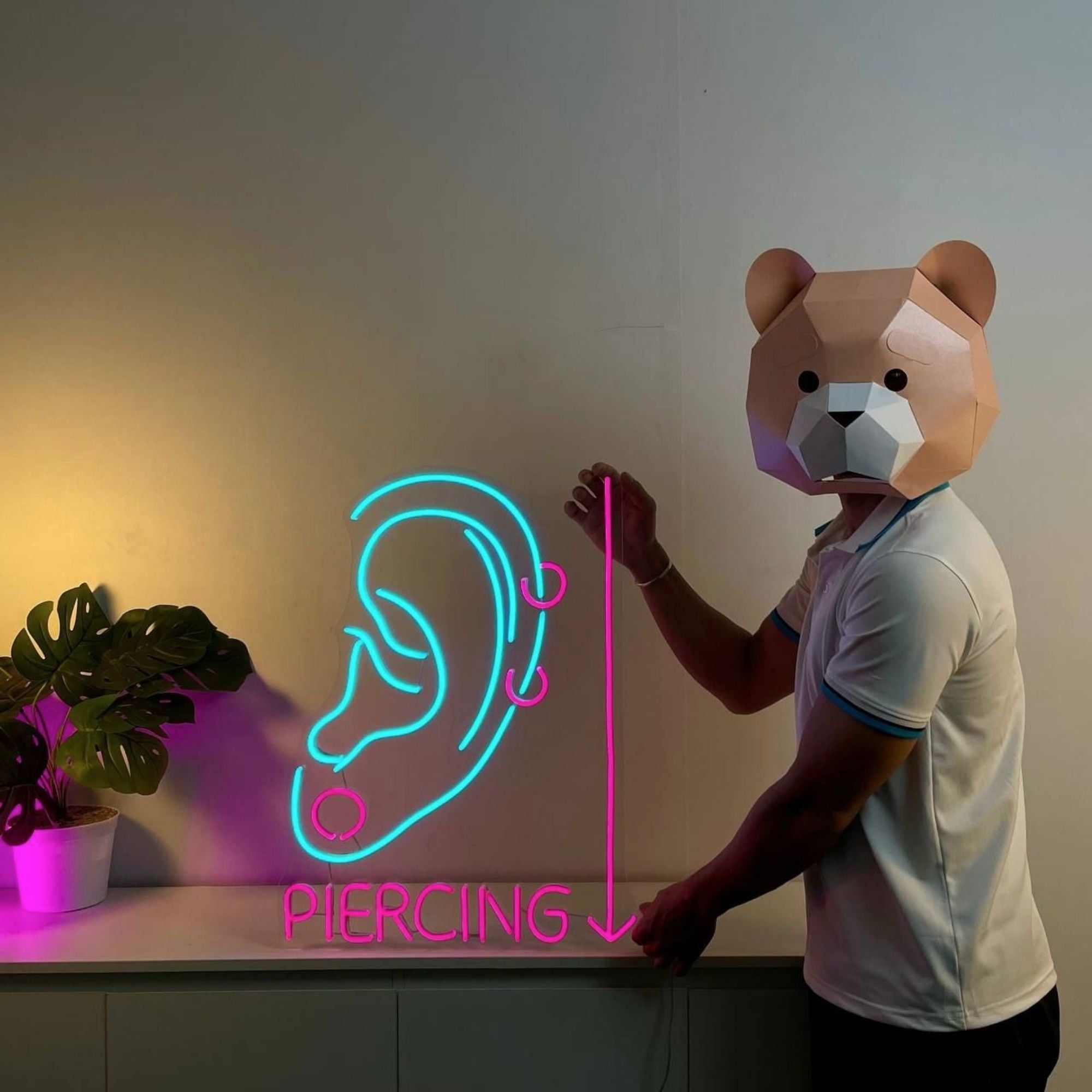 Craftnamesign Ear Piercing Neon Sign Wall Art, Open Led Light Signage ...