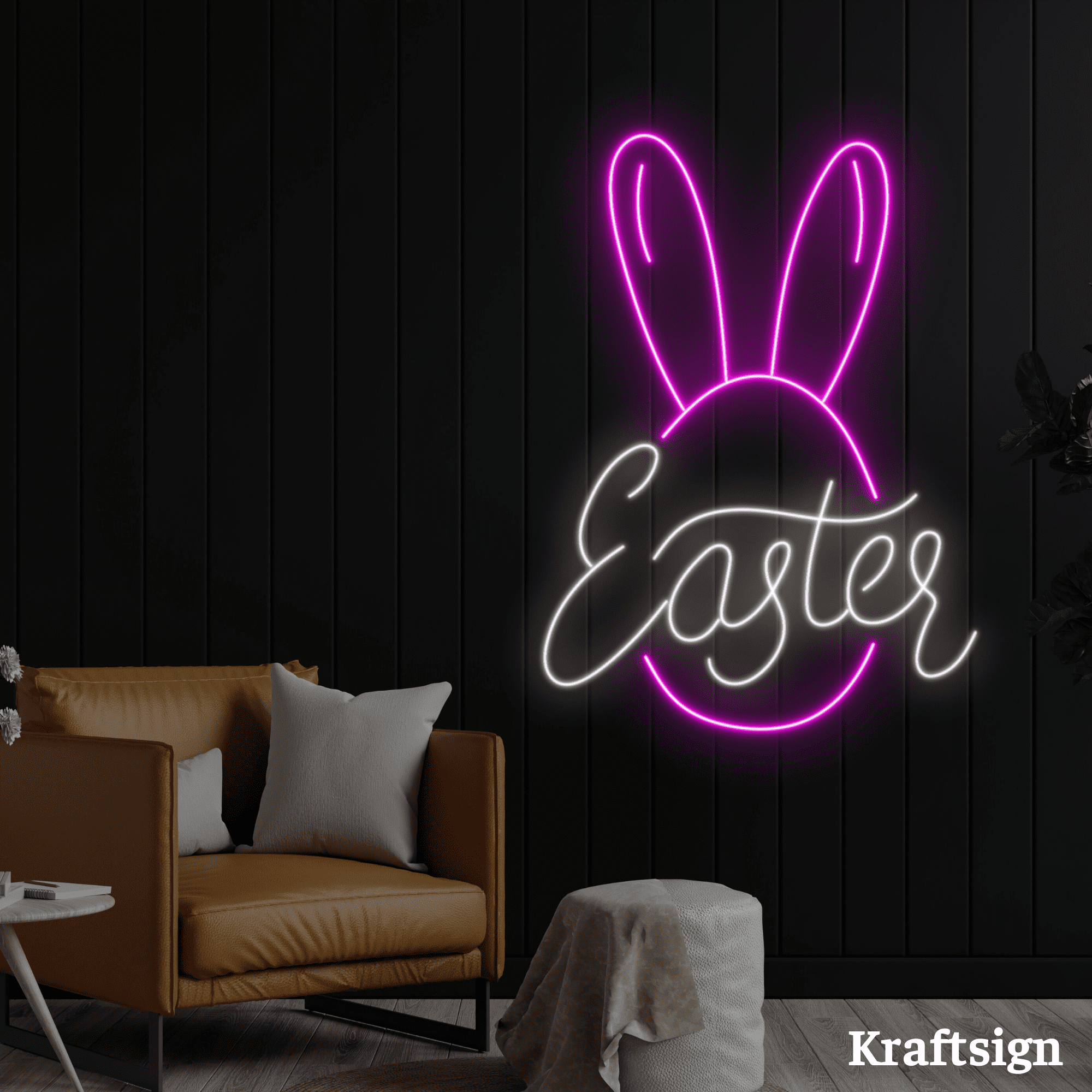 Craftnamesign Ear Rabbit Egg Neon Sign, Easter Day's Decor, Nursery ...