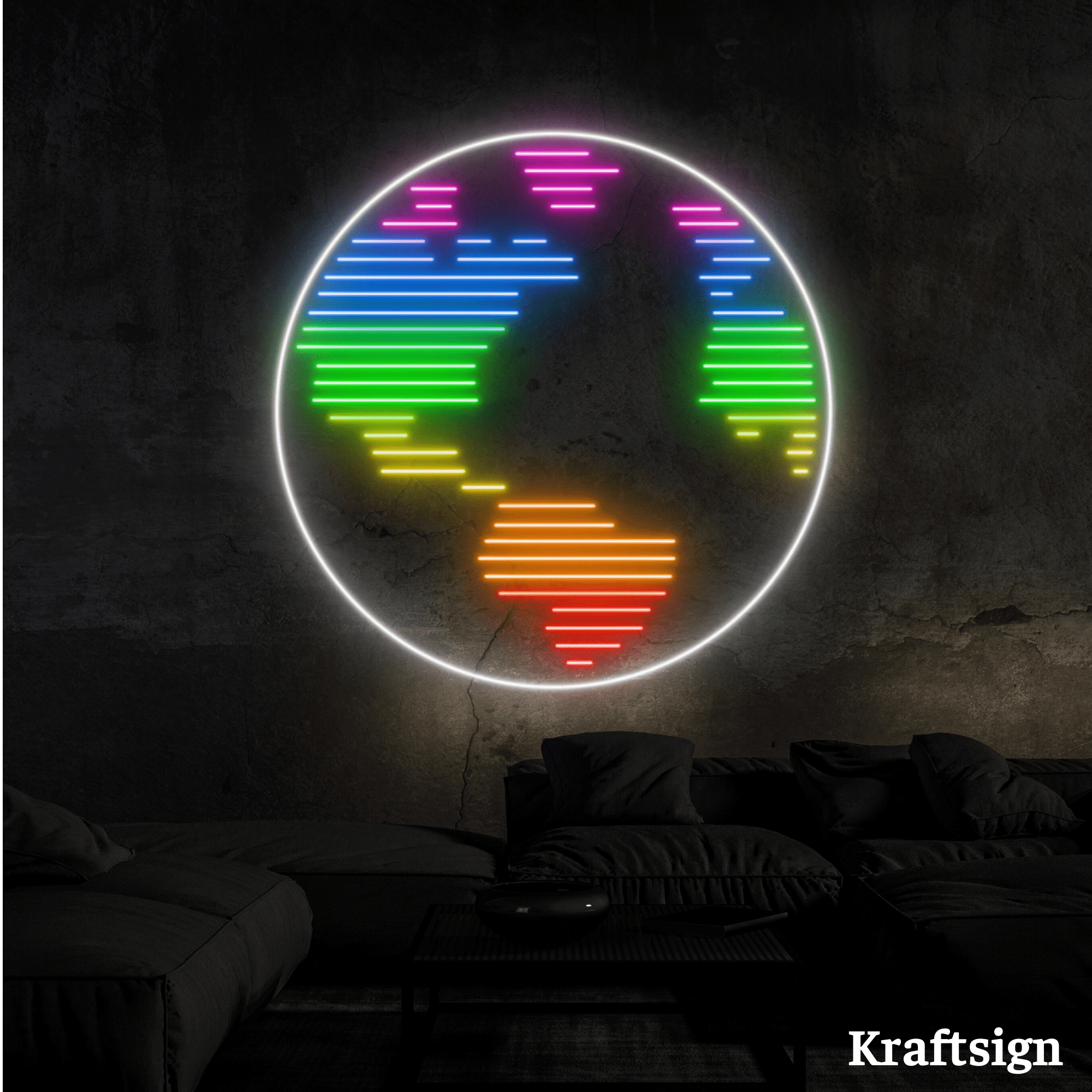 Craftnamesign Earth Map Neon sign, Earth LED Sign, Bedroom Decor, Dad ...
