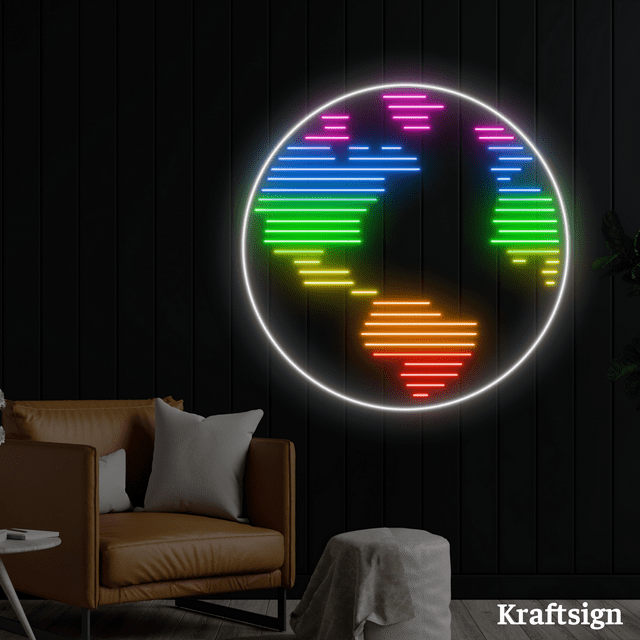 Craftnamesign Earth Map Neon sign, Earth LED Sign, Bedroom Decor, Dad ...