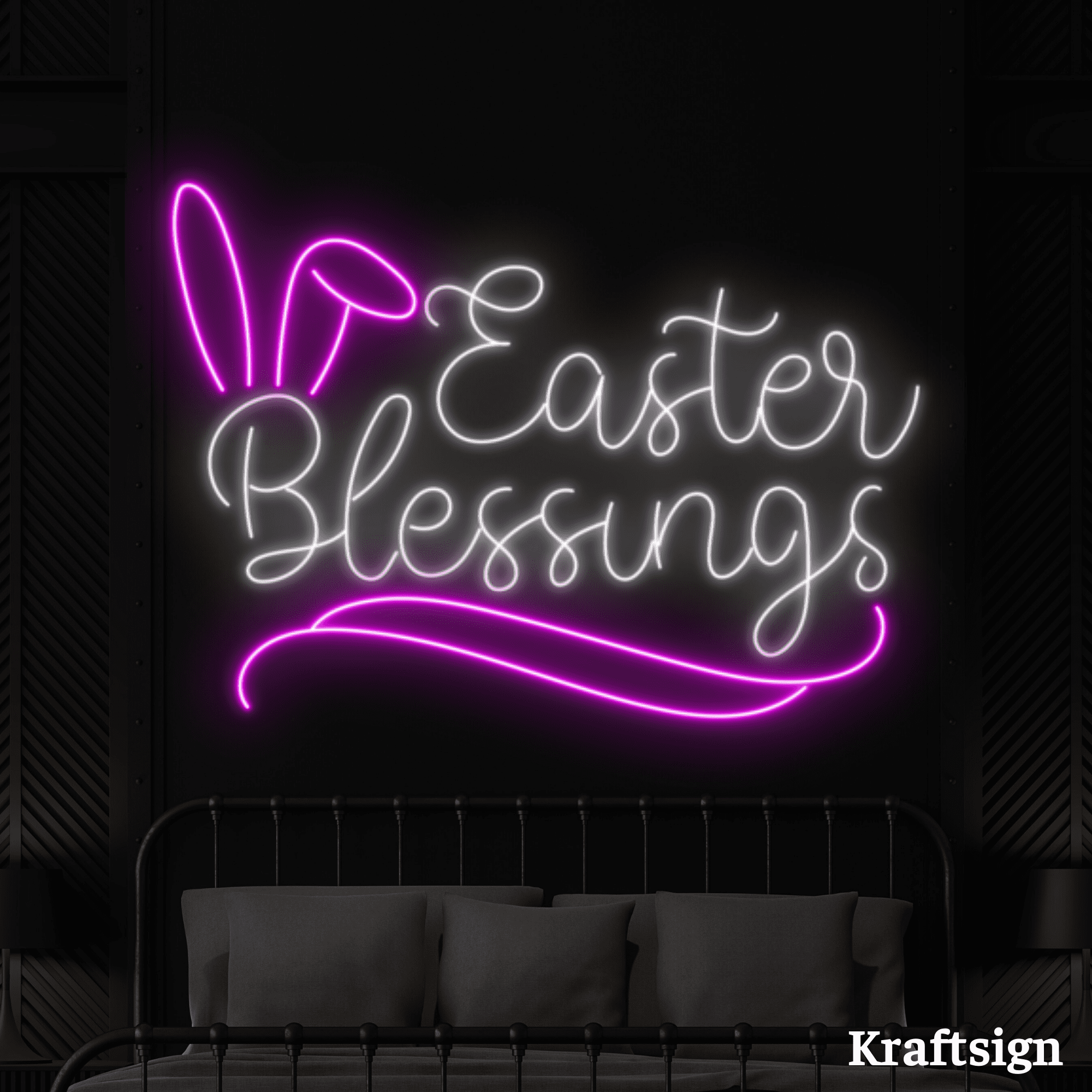 Craftnamesign Easter Blessings Neon Sign, Easter Day Decor, Shop Decor ...