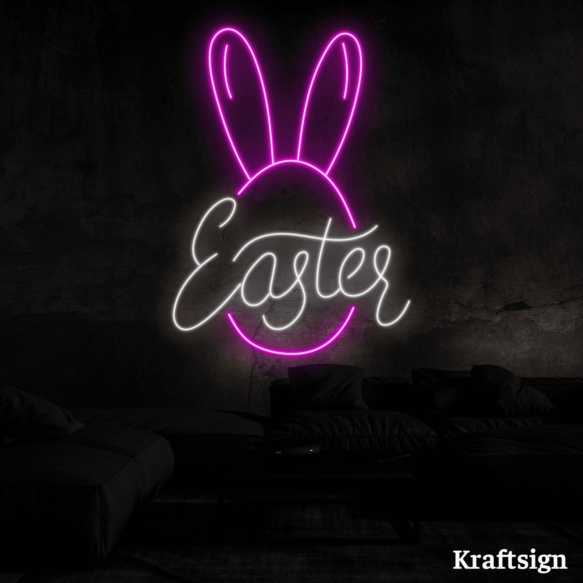 Craftnamesign Easter Neon Sign, Rabbit Egg LED Sign, Easter Day Decor ...