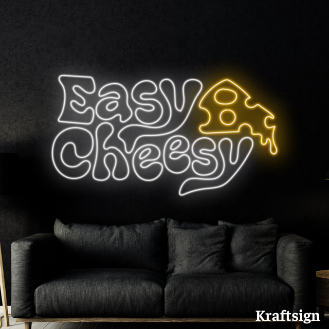 Craftnamesign Easy Cheesy Neon Sign, Restaurant Decor, Cheese Day's ...