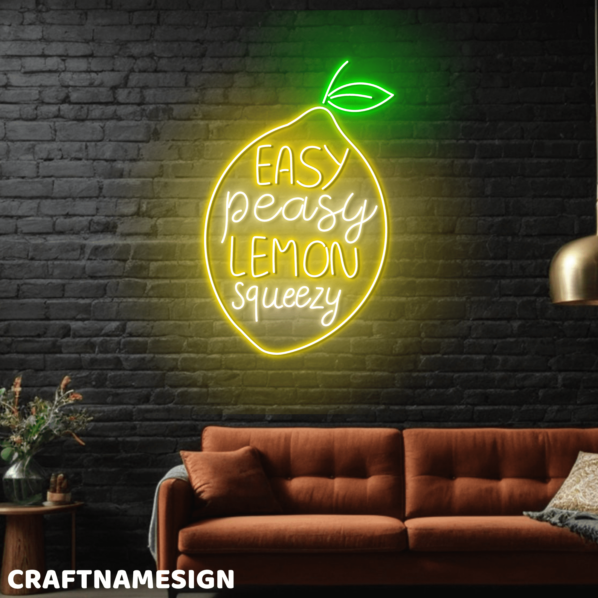 Craftnamesign Easy Peasy Lemon Squeezy Neon Light, Juice Shop Wall ...
