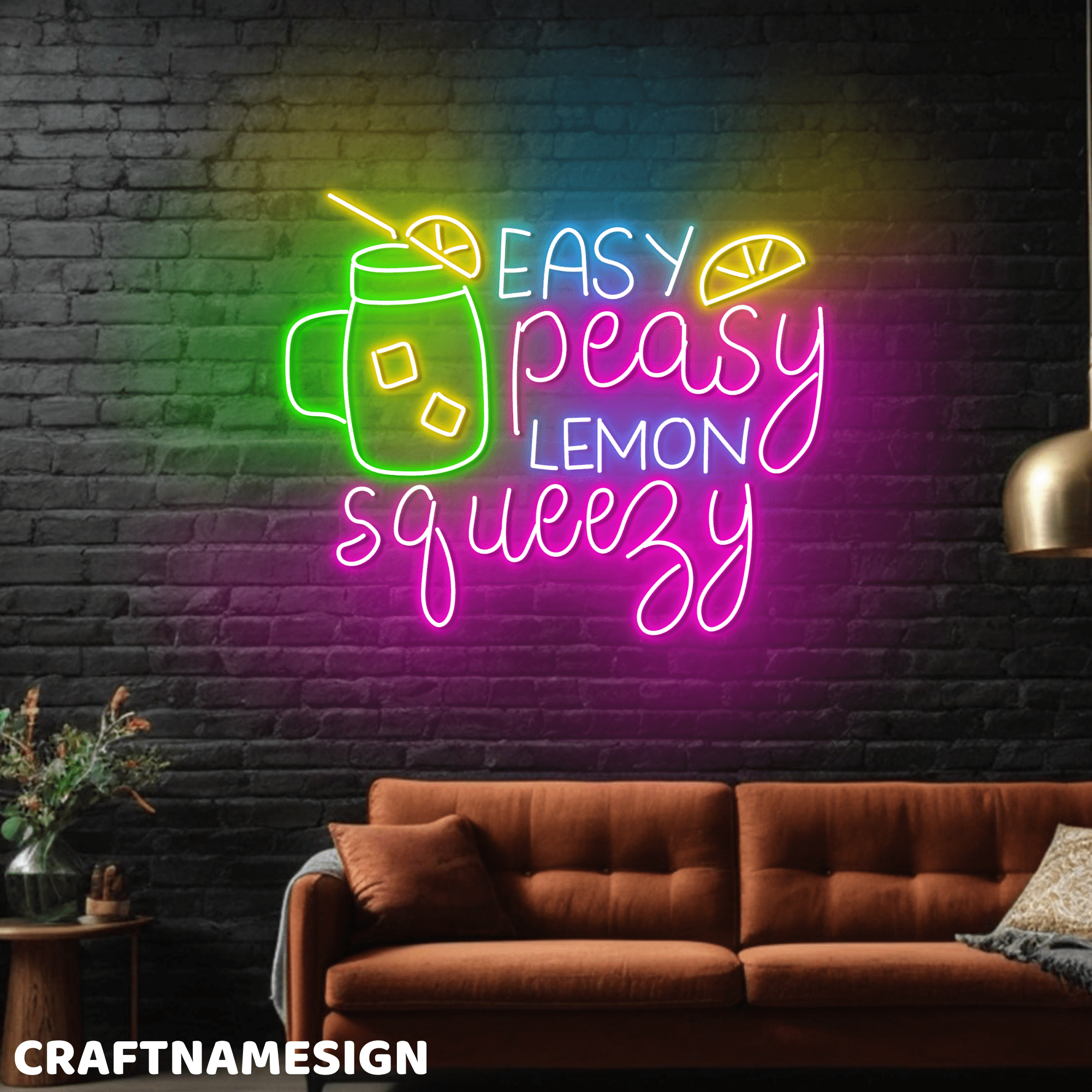 Craftnamesign Easy Peasy Lemon Squeezy Neon Light, Lemon For Juice ...