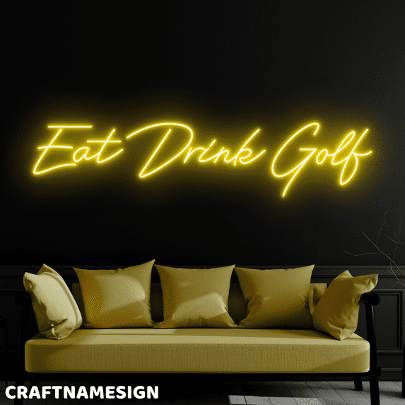 Craftnamesign Eat Drink Golf Neon Sign, Golf Club Wall Sign, Home Golf ...