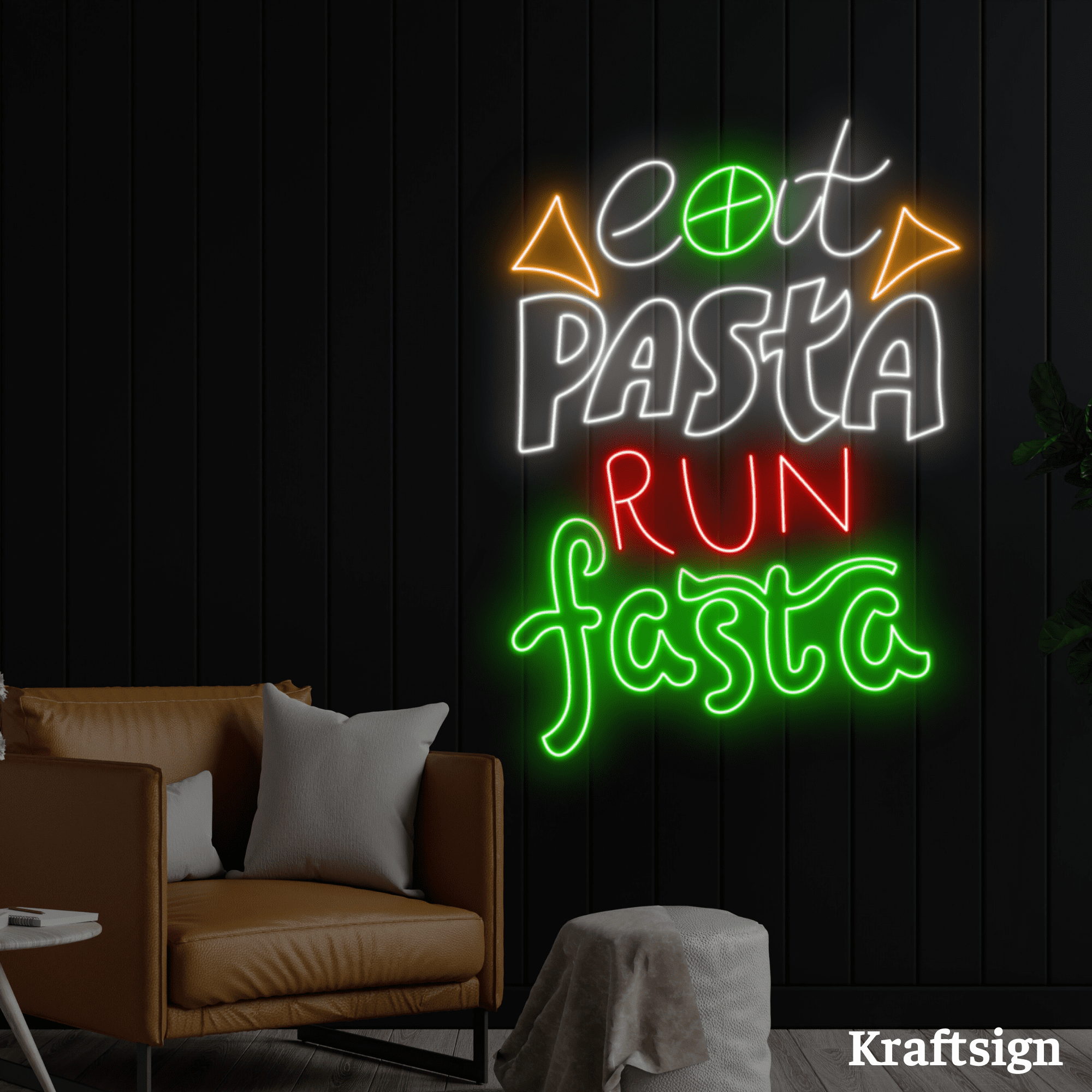 Craftnamesign Eat Pasta Run Fasta Neon Sign, Pasta Shop LED Sign, Food ...