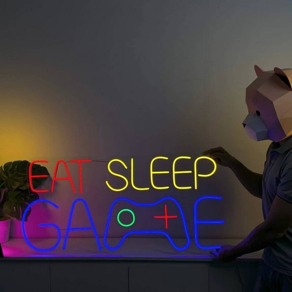 Craftnamesign Eat Sleep Game Neon Light For Wall Decor, Game Room Led ...