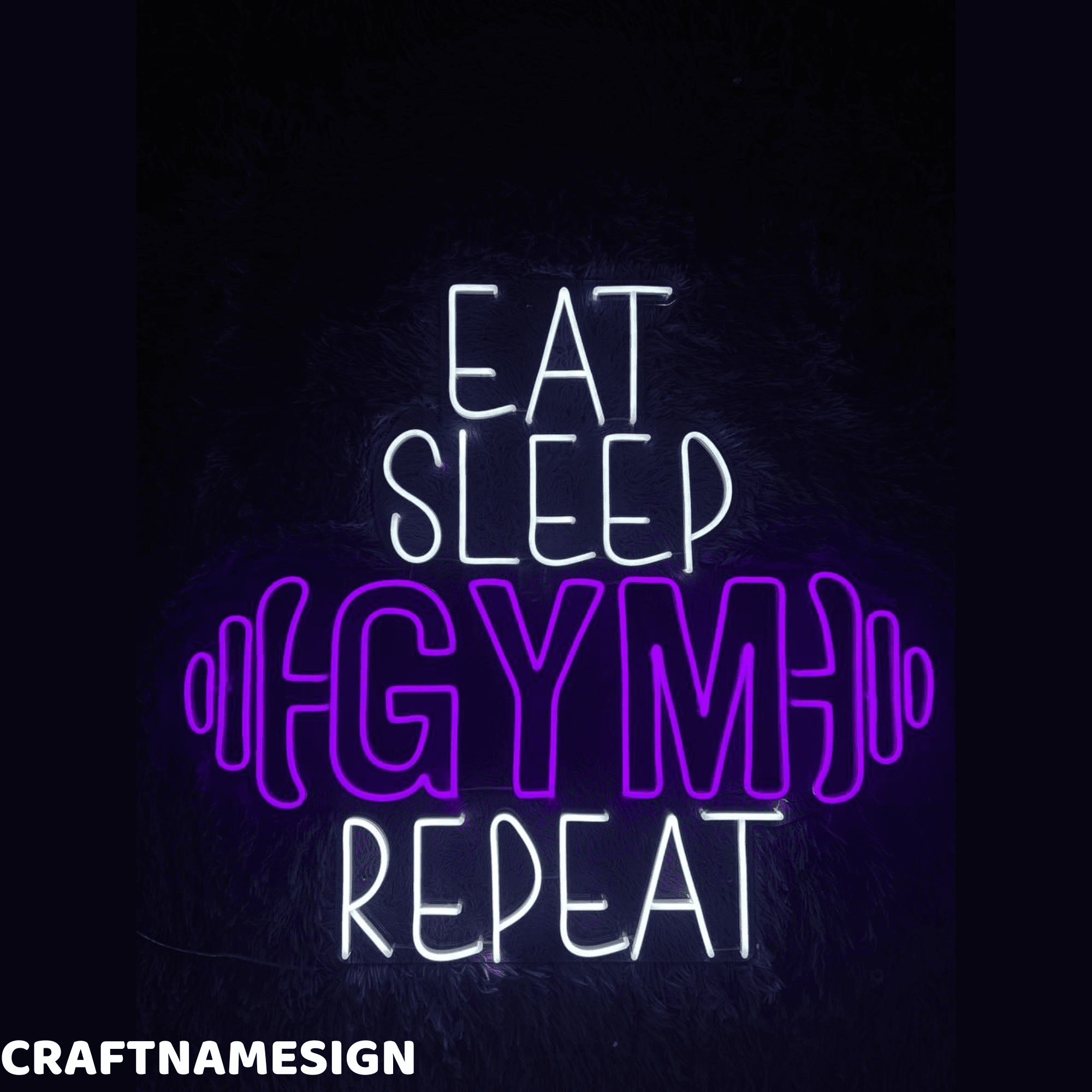 Craftnamesign Eat Sleep Gym Repeat Neon Sign, Gym Room Decor, Fitness ...