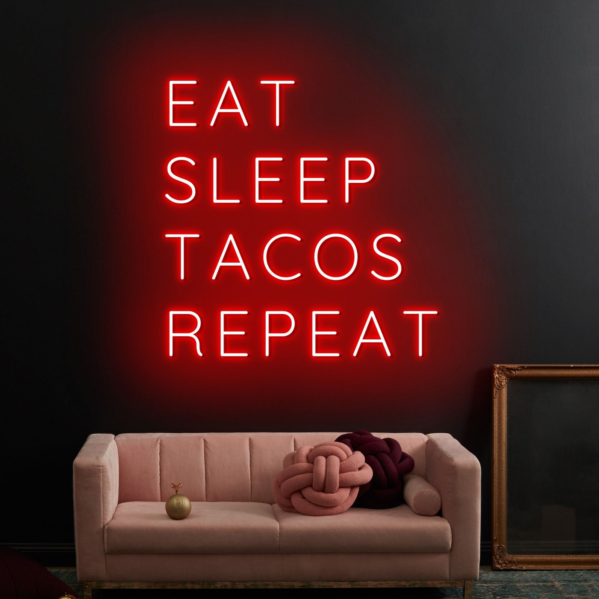 Craftnamesign Eat Sleep Tacos Repeat Neon Sign, Tacos Restaurant Led ...