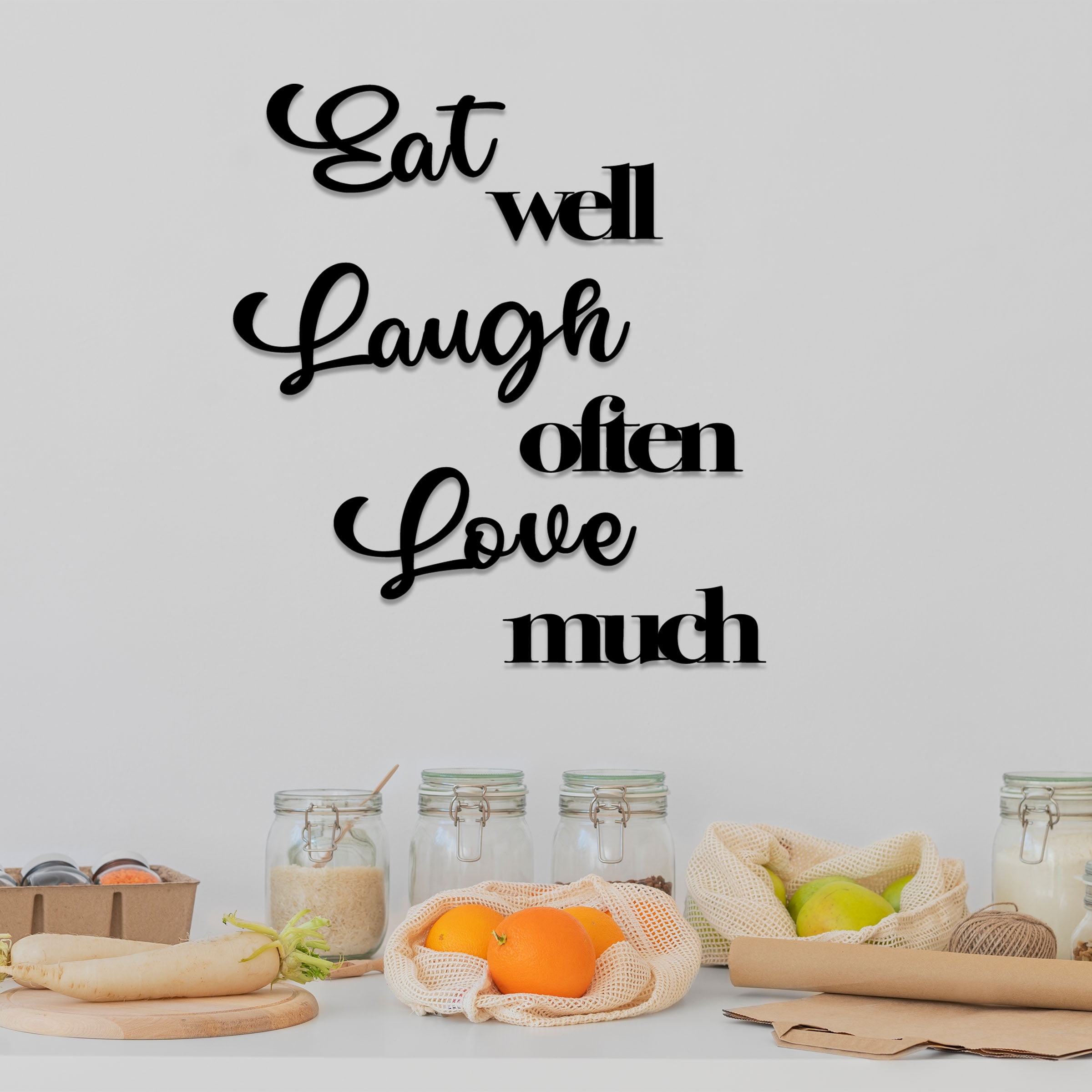 Craftnamesign Eat Well Laugh Often Love Much Metal Wall Art, Kitchen ...