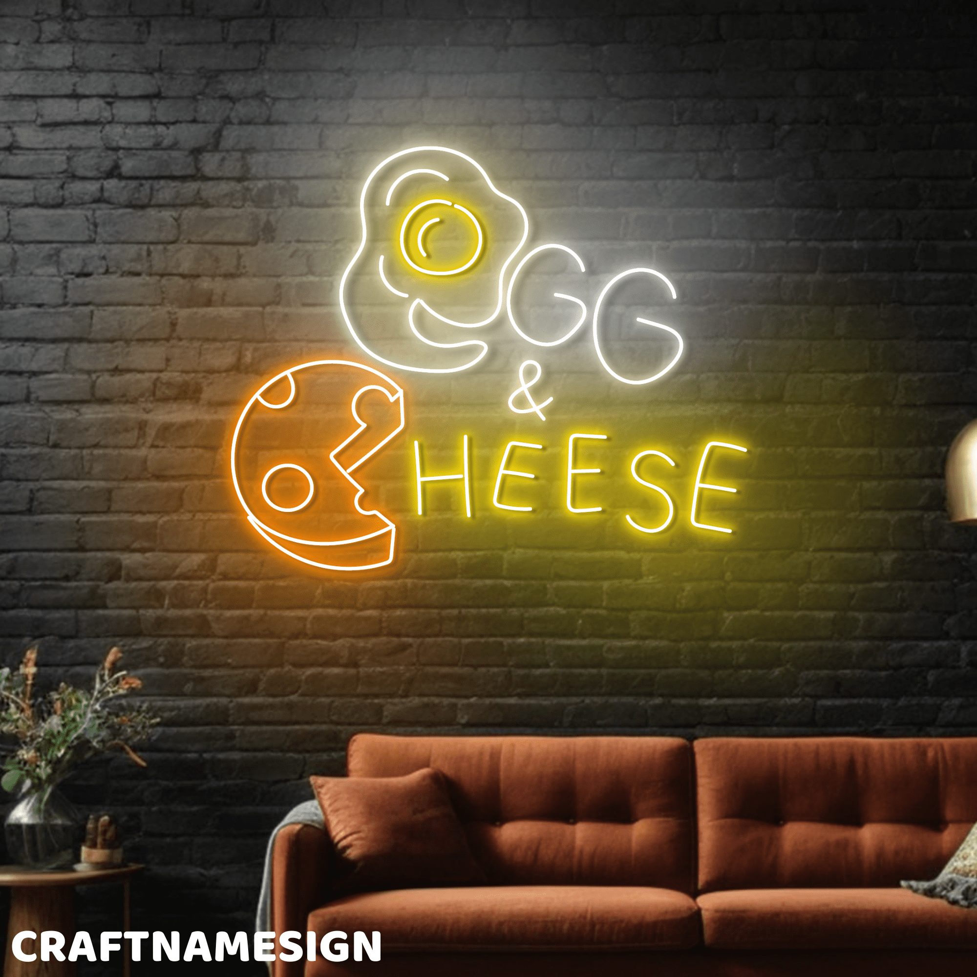 Craftnamesign Egg & Cheese Neon Sign, Cheese Store Wall Sign, Kitchen ...
