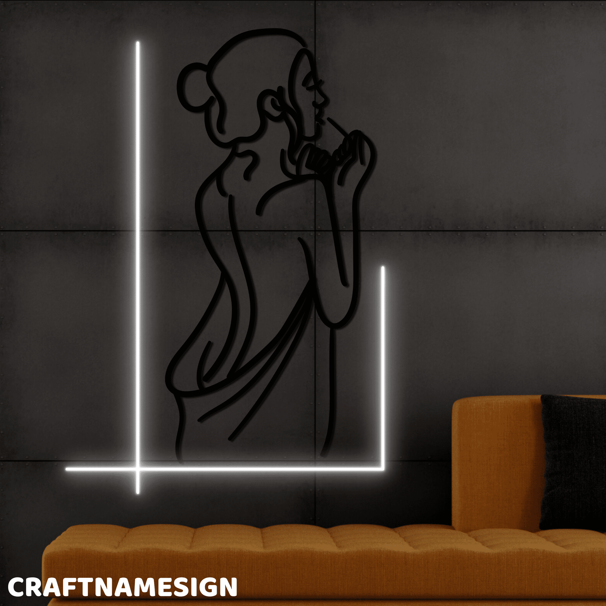 Craftnamesign Elegant Girl Neon Decal, Woman Wall Art, Bedroom Wall ...