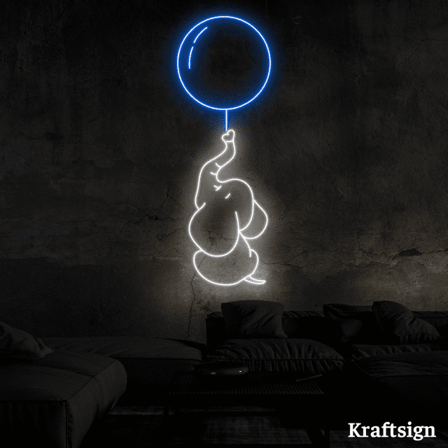 Craftnamesign Elephant Ballon Neon Signs, Kid Room Decor, Nursery LED ...
