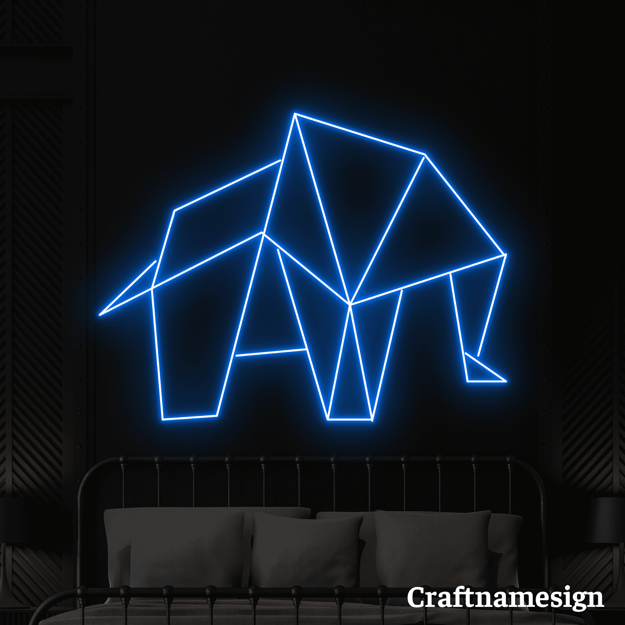 Craftnamesign Elephant Geometric Neon Sign for Kid Room Nursery Bedroom ...