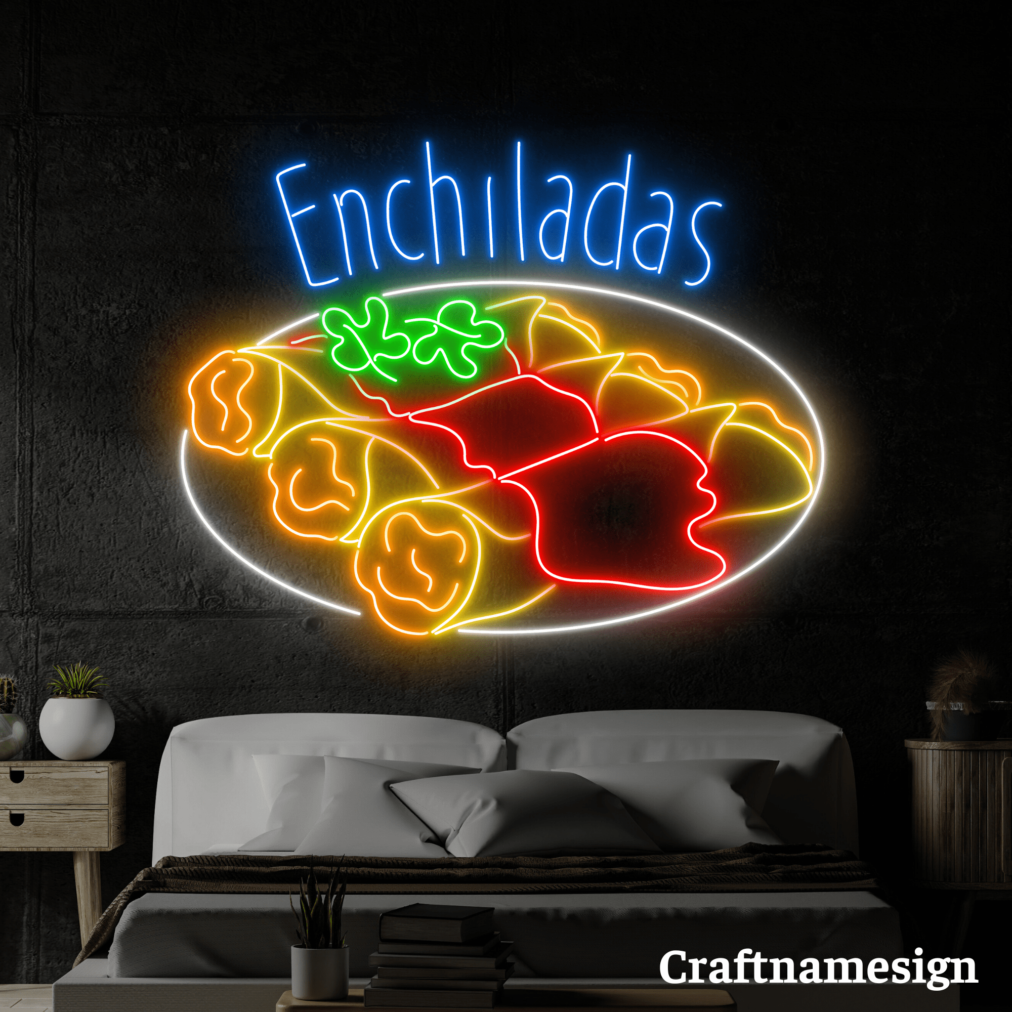 Craftnamesign Enchiladas Neon Sign for Mexican Food Restaurant Wall Art ...