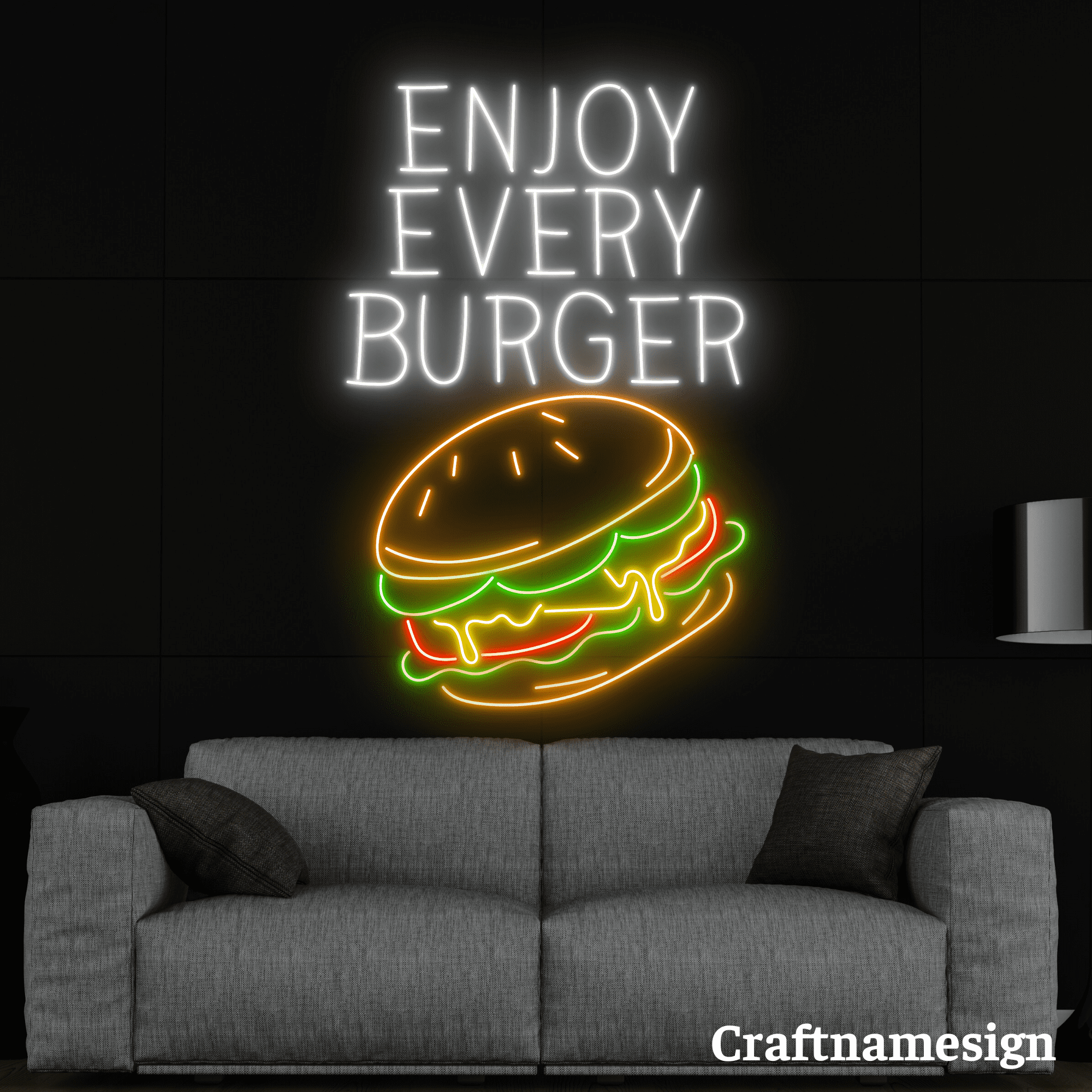 Craftnamesign Enjoy Every Burger Neon Sign for Burger Fast Food Shop ...