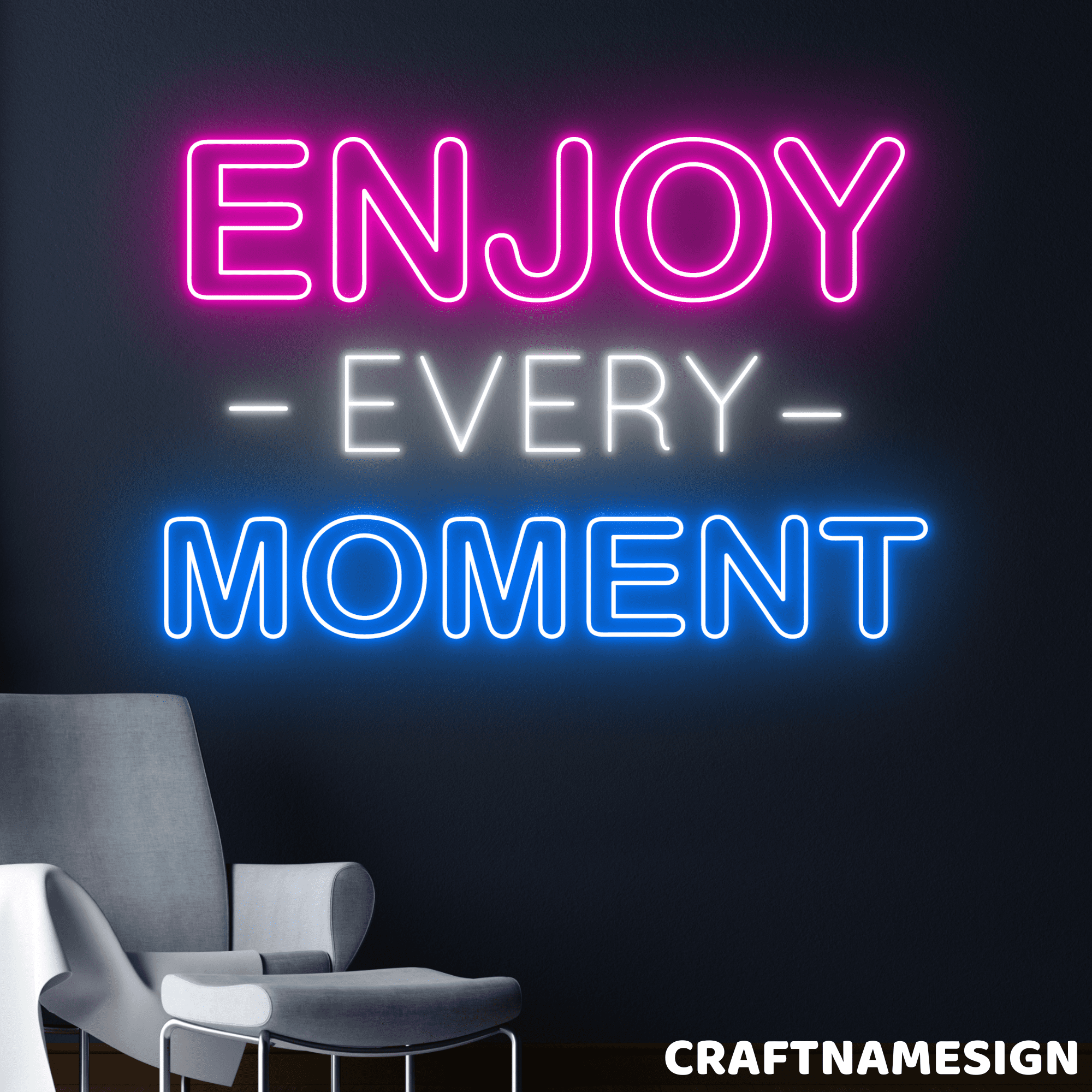 Craftnamesign Enjoy Every Moment Neon Sign, Party Wall Art, Bar Pub ...