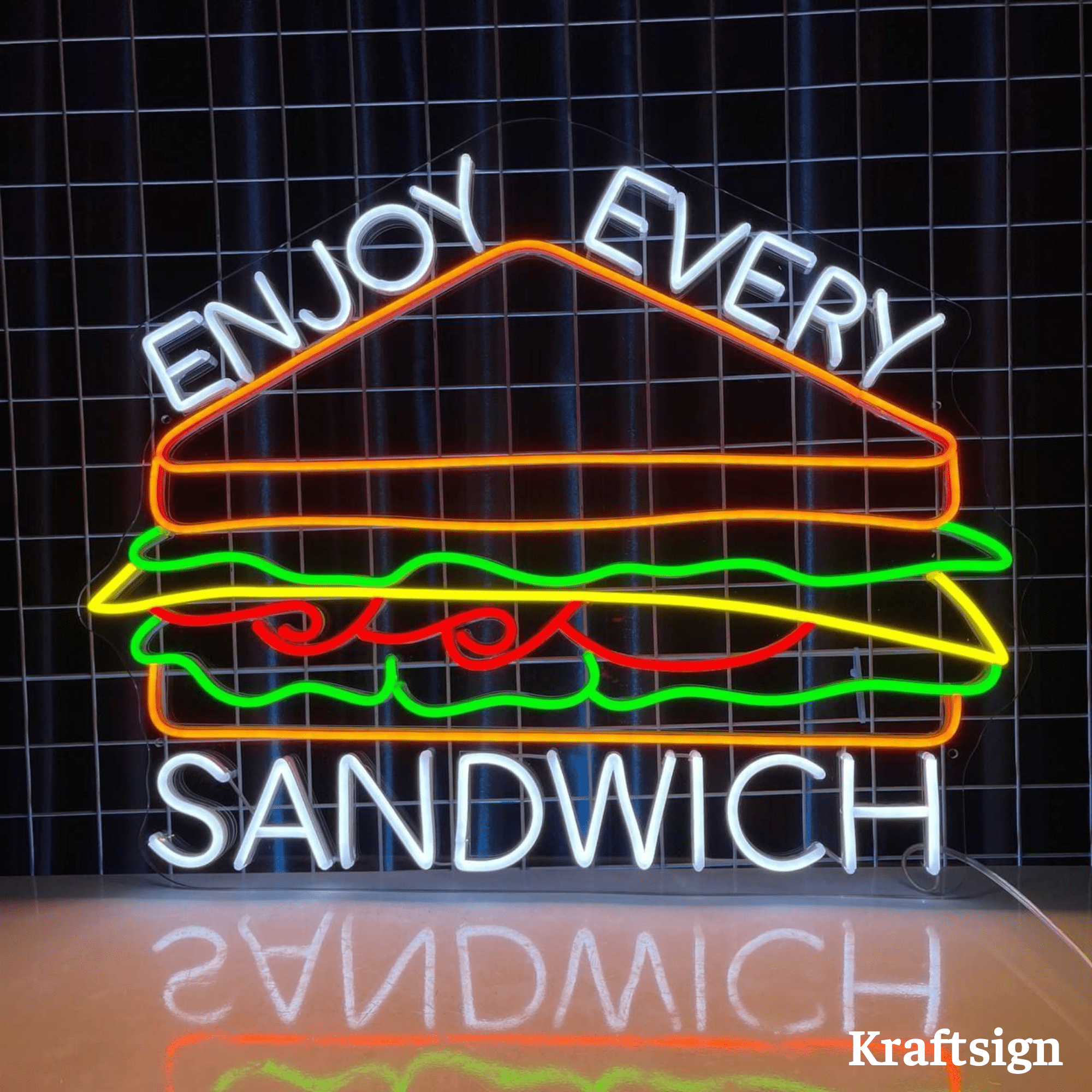 Craftnamesign Enjoy Every Sandwich Neon Sign, Sandwich Fast Food LED ...