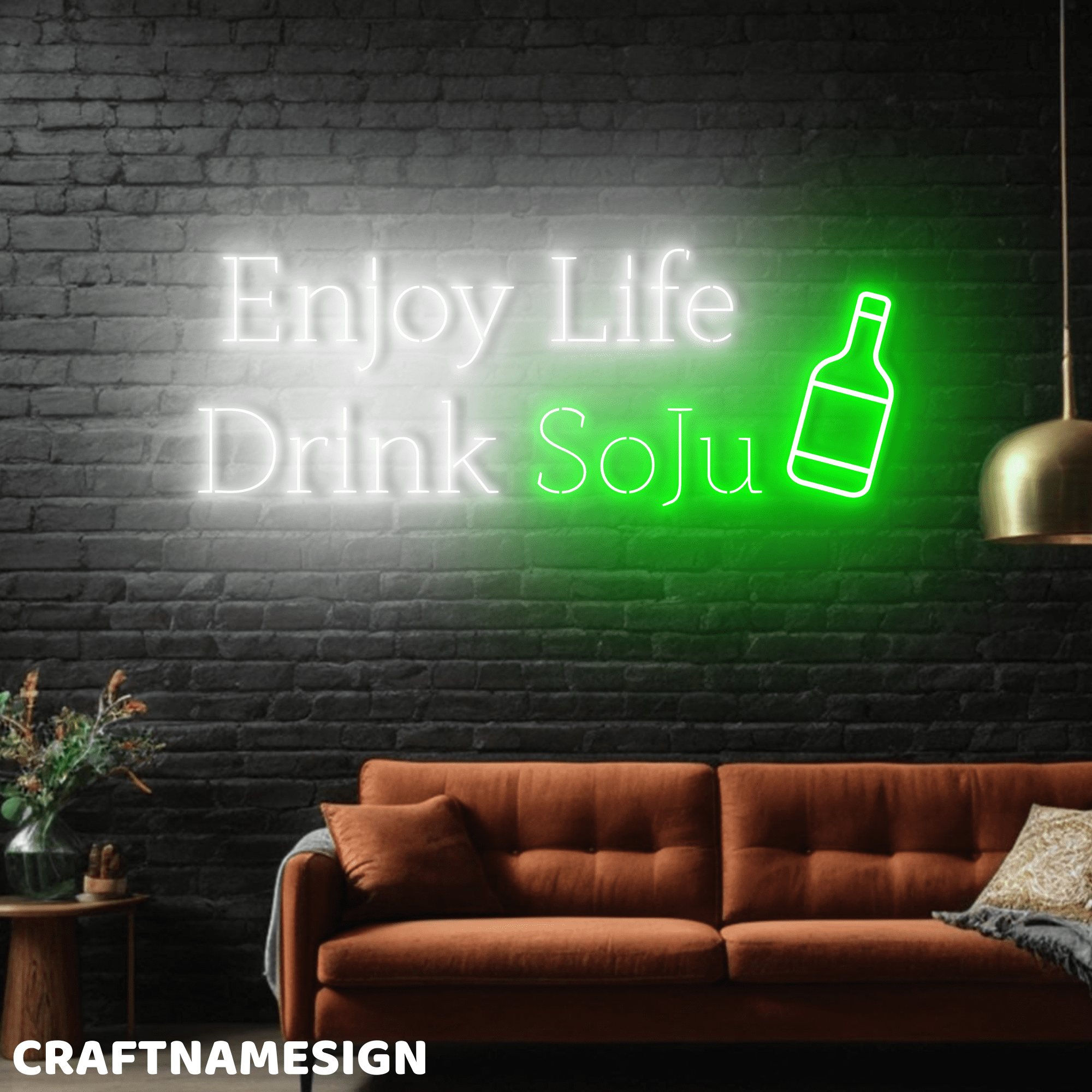 Craftnamesign Enjoy Life Drink Soju Neon Sign, Korean Restaurant Decor ...