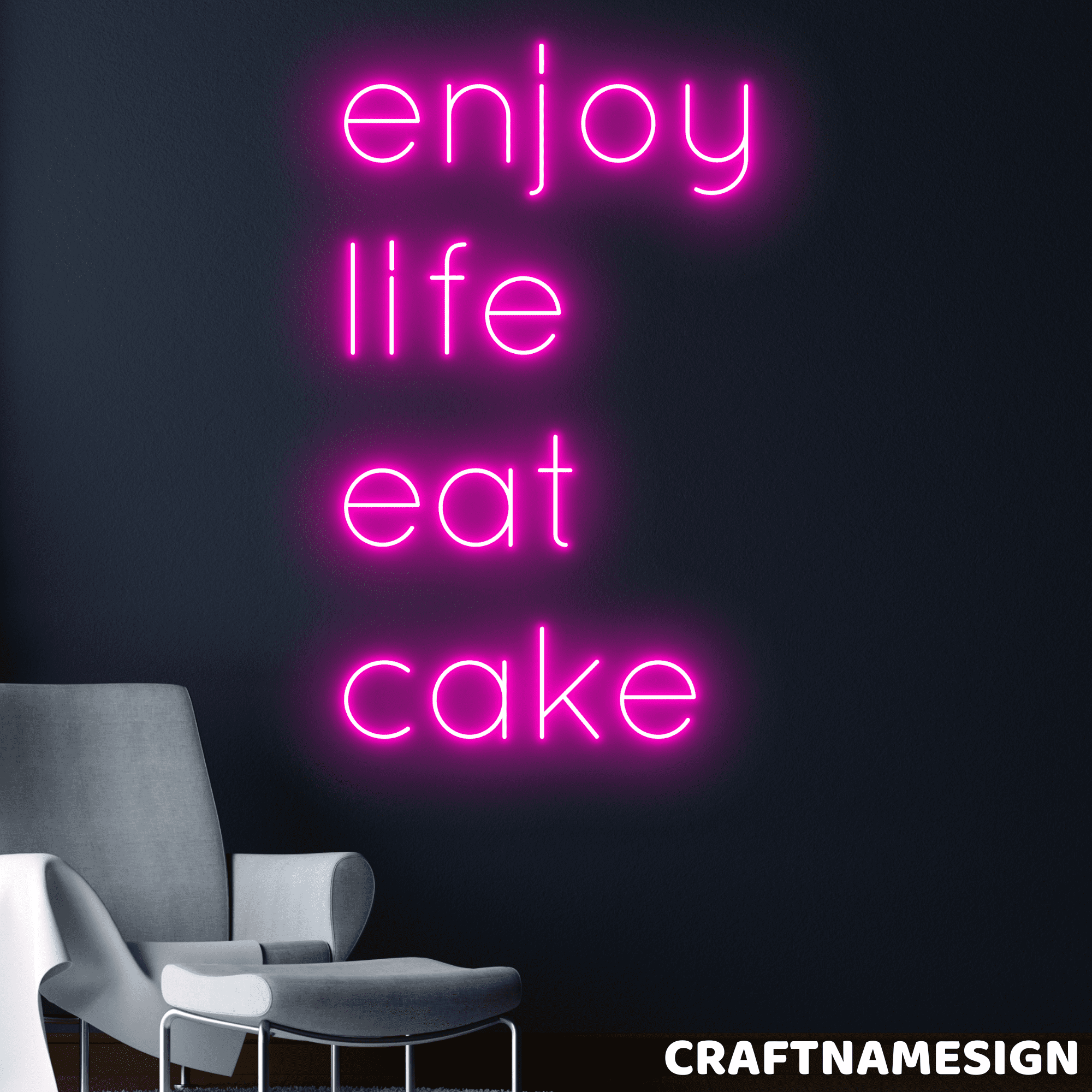 Craftnamesign Enjoy Life Eat Cake Neon Sign, Cake Store Wall Art ...