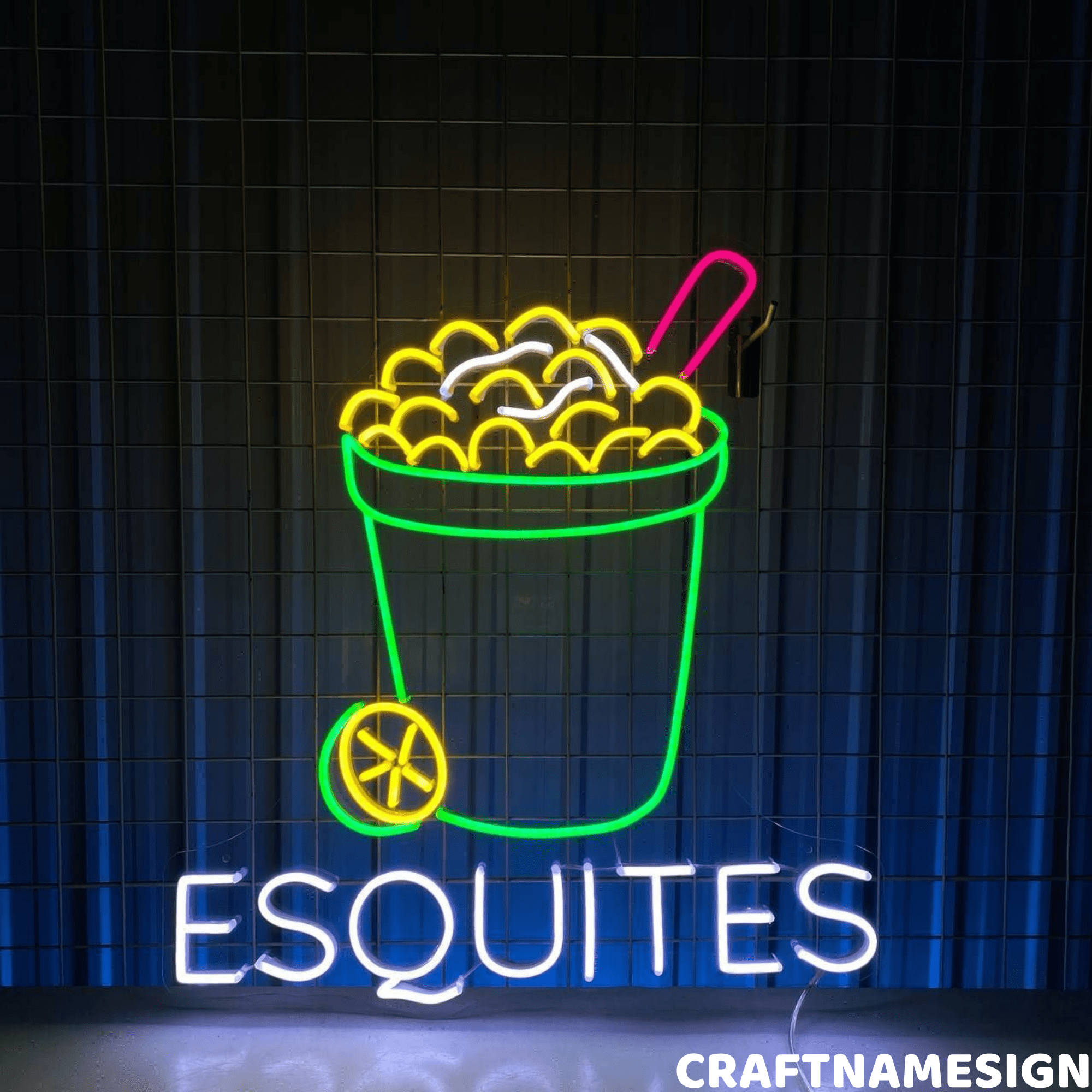 Craftnamesign Esquites Neon Sign, Vegan Mexican Street Corn Wall Art ...