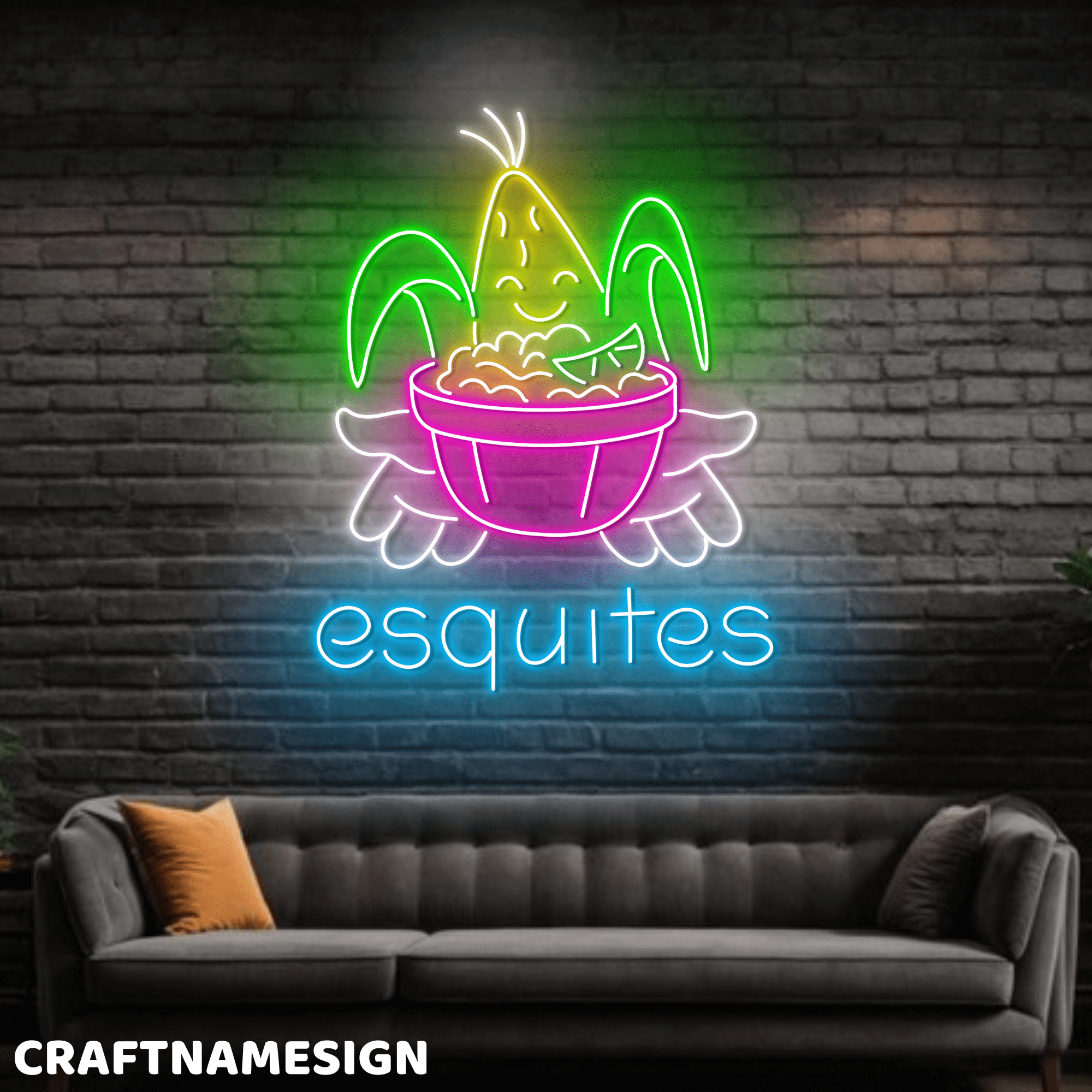 Craftnamesign Esquites Neon Sign, Welcome Sign For Mexican Store ...