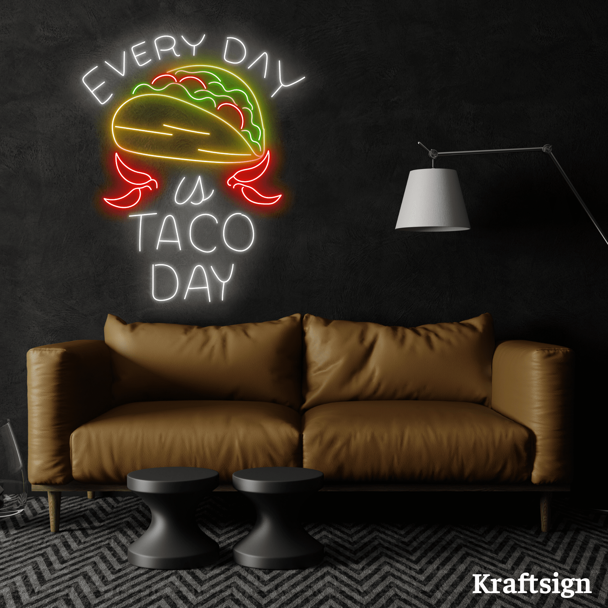 Craftnamesign Every Day Is Taco Day Neon Sign, Tacos Restaurant Decor ...
