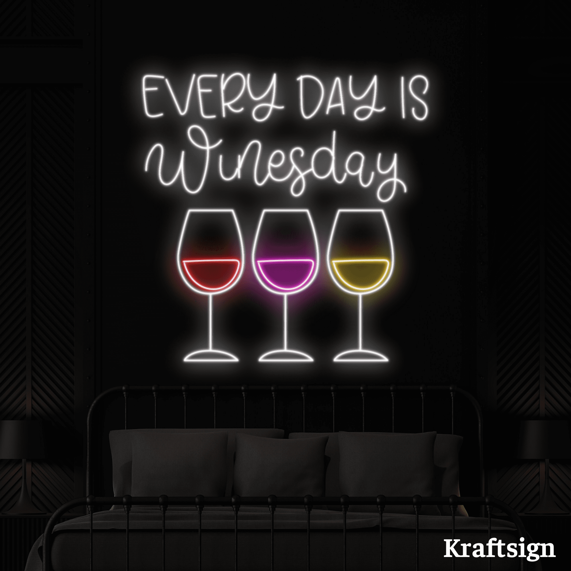 Craftnamesign Every Day Is Winesday Neon Sign, Bar Club Wine Shop Decor ...