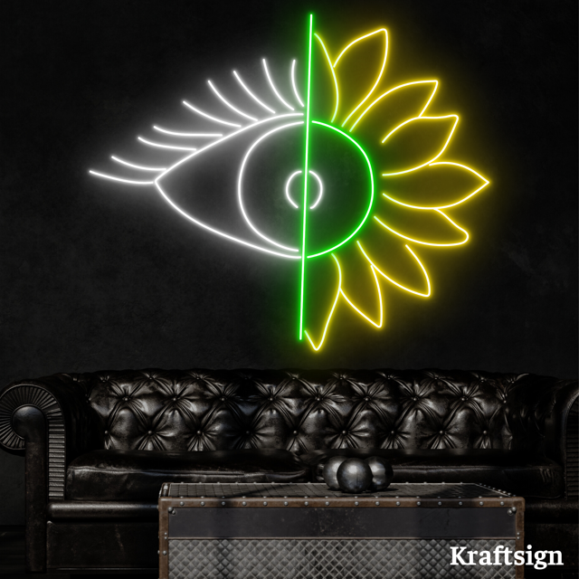 Craftnamesign Eye Sunflower Neon Sign Bedroom Wall Art Led Wall Decor