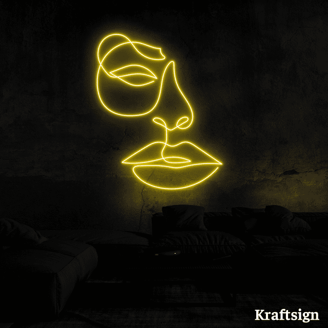 Craftnamesign Face Line Art Neon Sign, Abstract Art Decor,Bedroom Wall ...