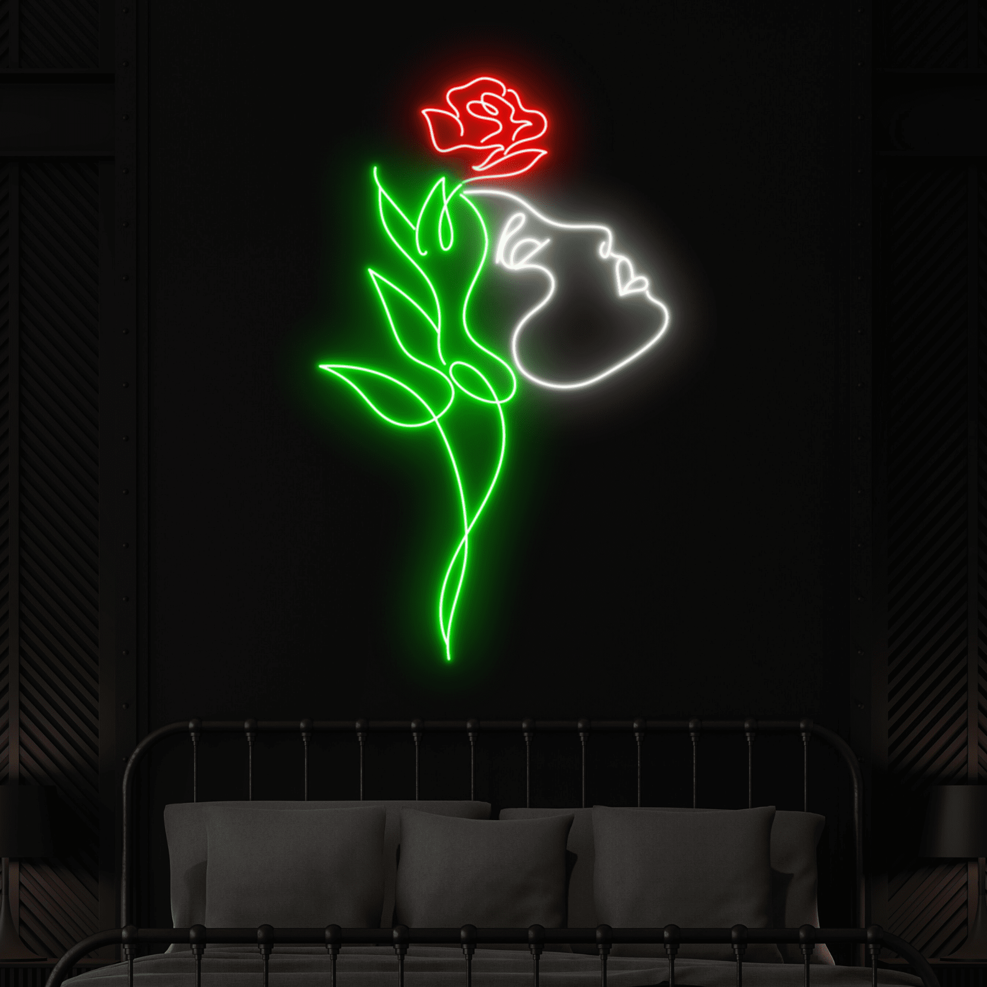 Craftnamesign Face Rose Flower Neon Sign, Flower Shop LED Sign, Room ...