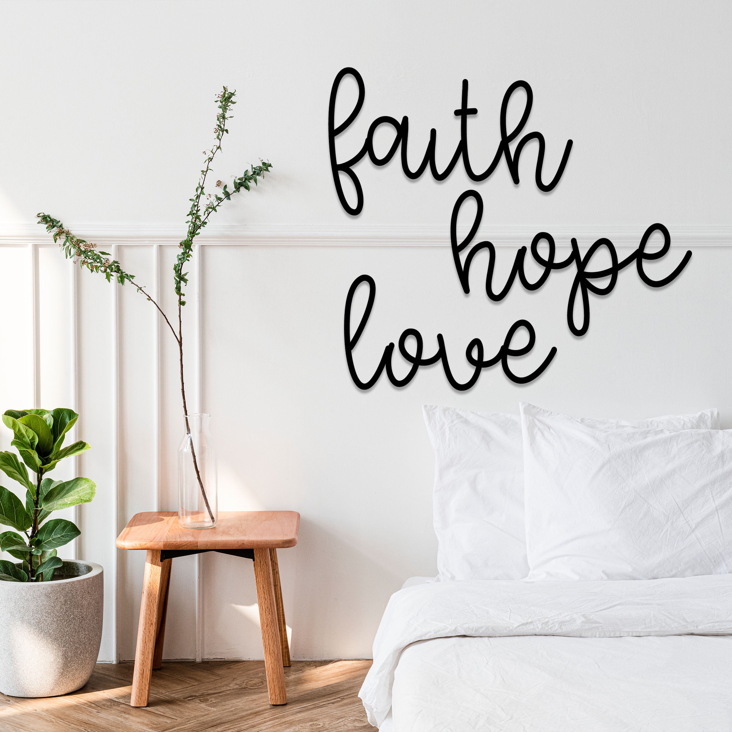 Craftnamesign Faith Hope Love Metal Wall Art, Bedroom Decor, Bedroom ...