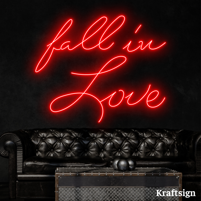 Craftnamesign Fall In Love Neon Sign, Bar LED Decor, Quote Wall Art ...