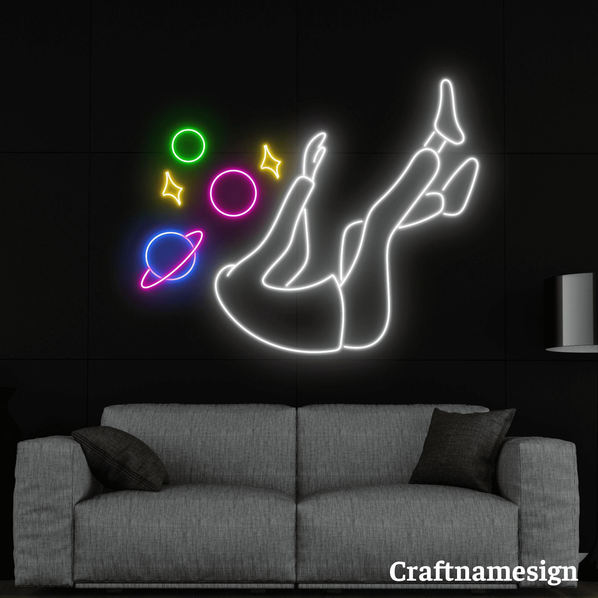 Craftnamesign Fall In Universe Neon Sign for Spaceman Bedroom Bar Wall ...