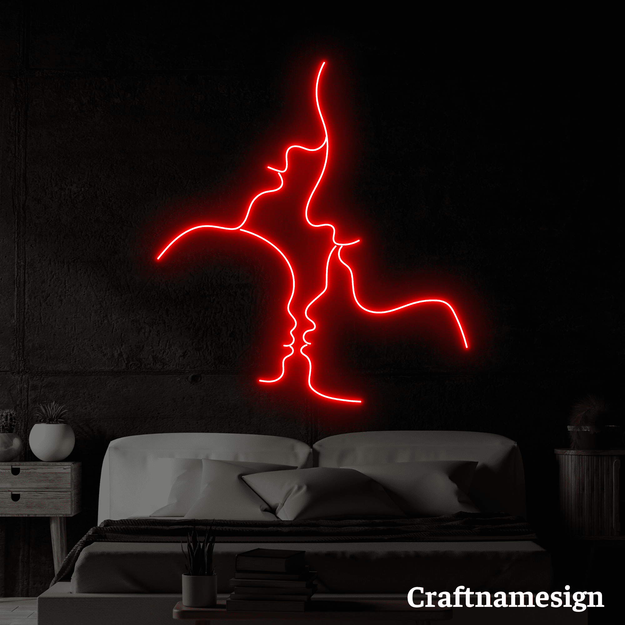 Craftnamesign Family 4 people Line Art Neon Sign for Living Room ...