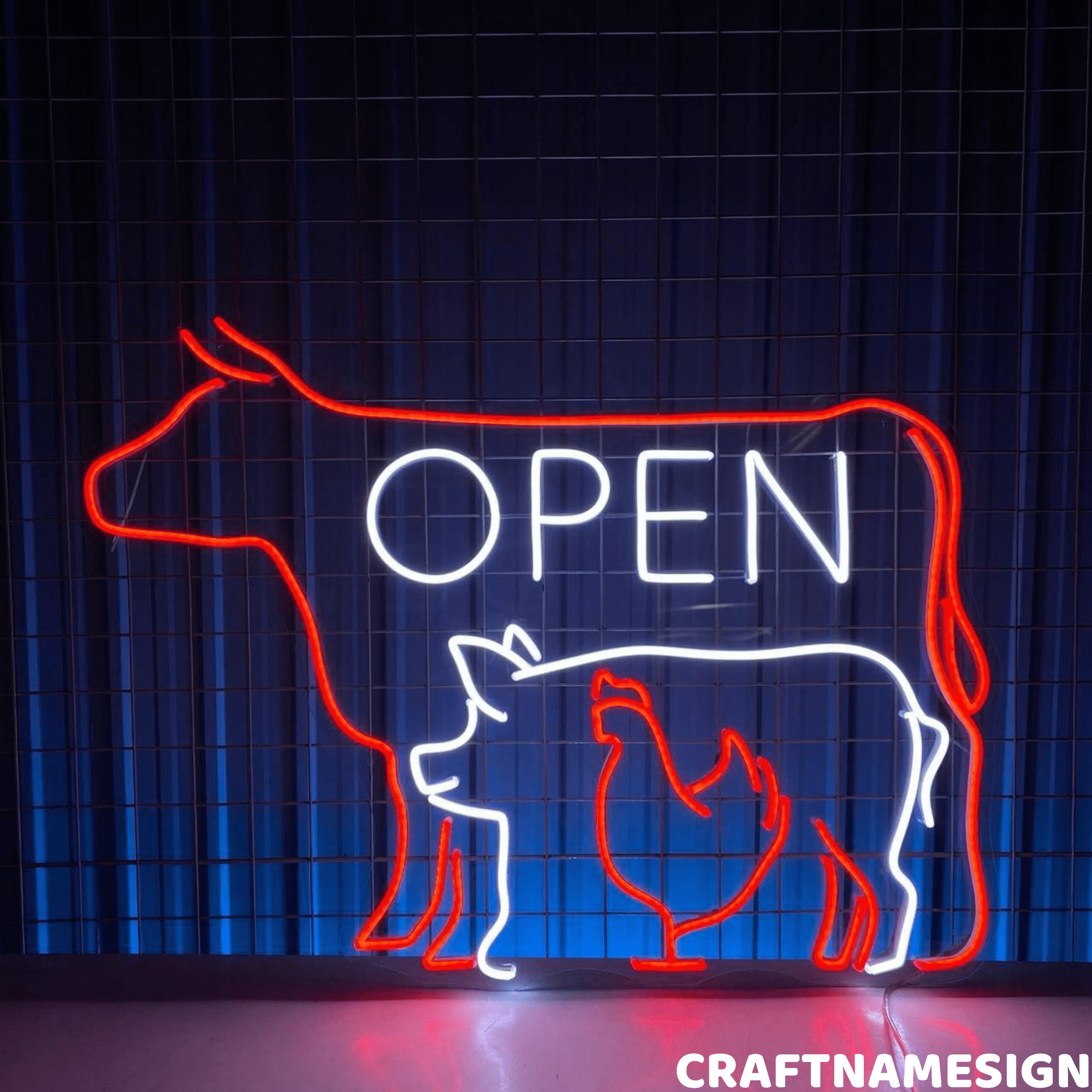 Craftnamesign Farm Open Neon Sign, Farmhouse Wall Sign, Animal Wall ...
