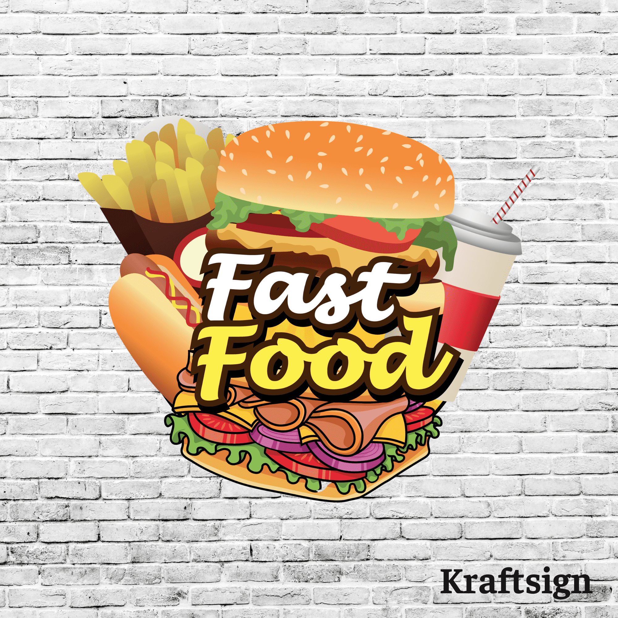 Craftnamesign Fast Food Metal Print, Burger Hotdog Sandwich Shop Decor ...