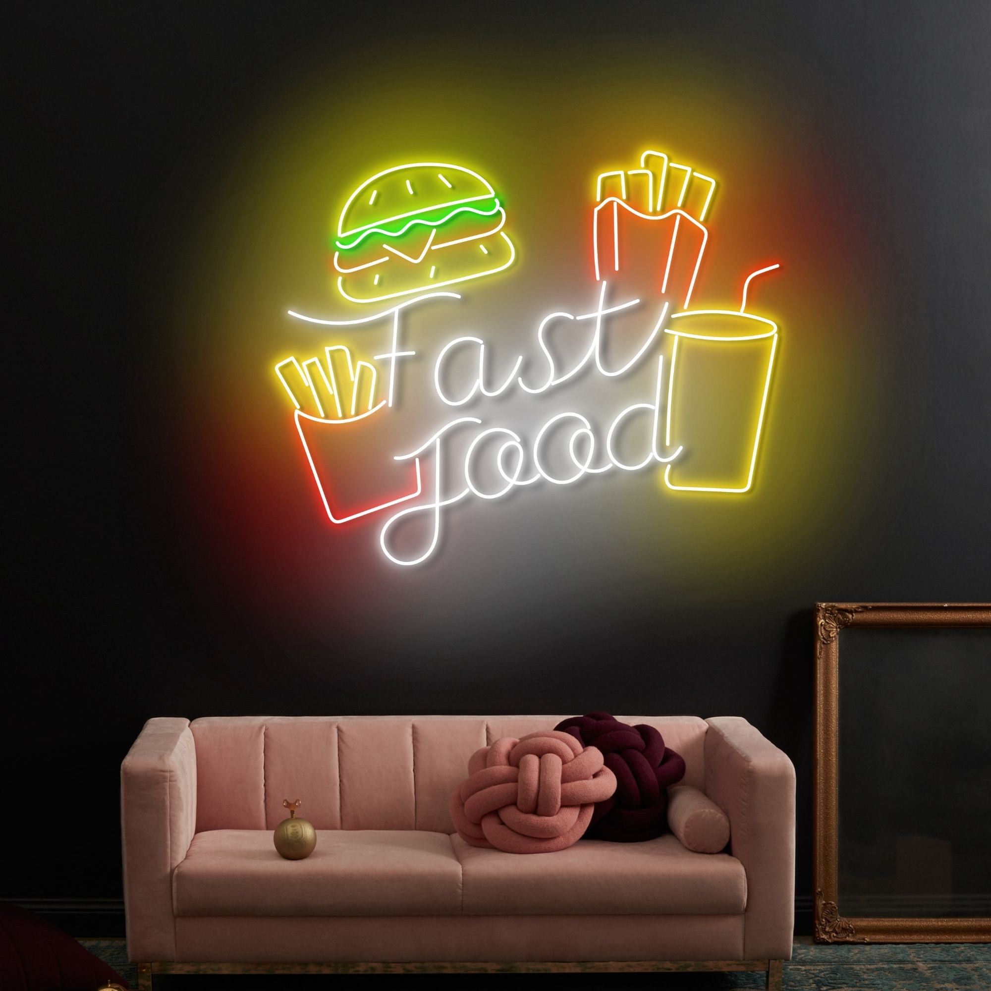 Craftnamesign Fast Food Neon Light, Open Fast Food Store Sign ...